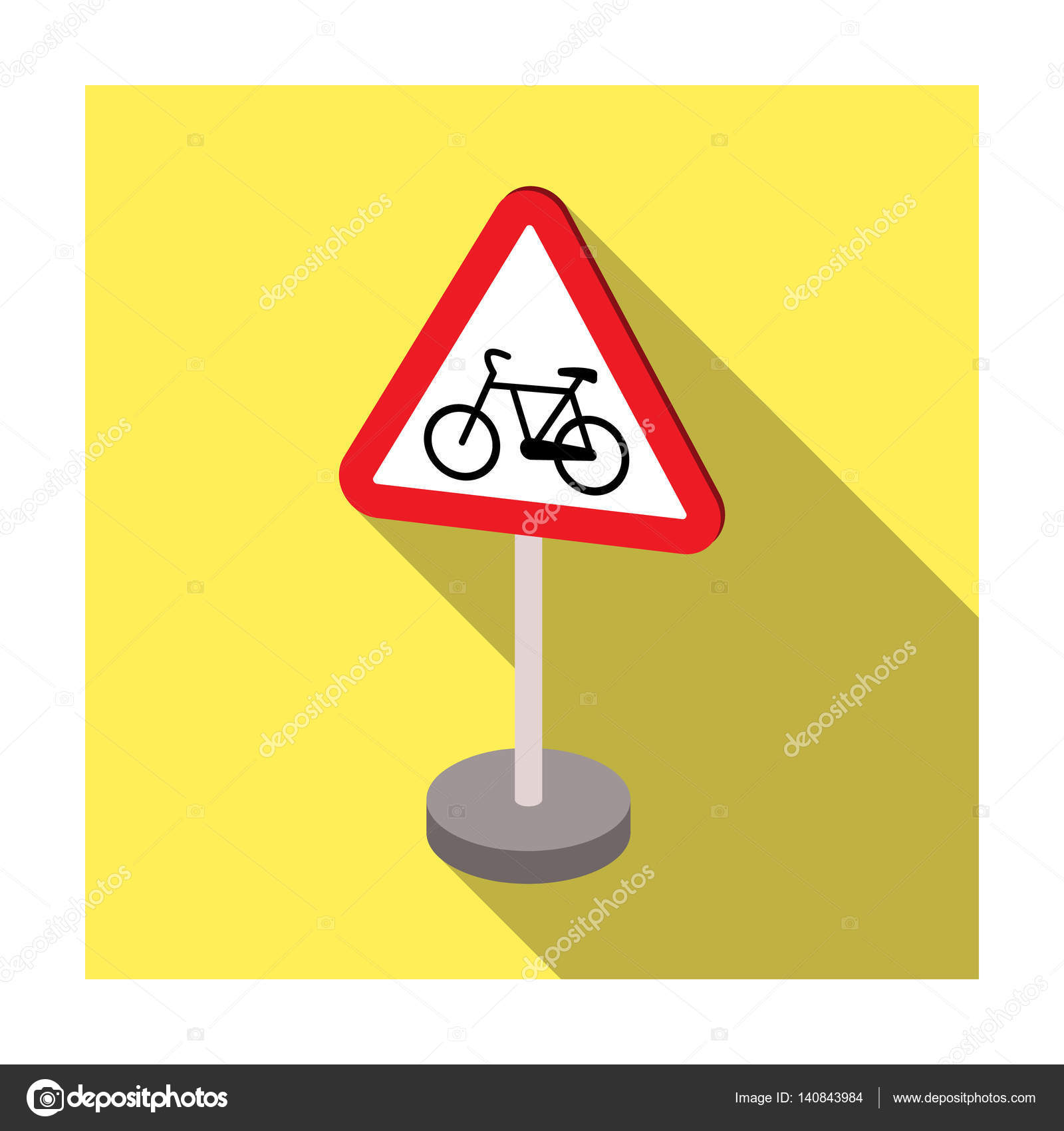 Warning road sign icon in flat style isolated on white background. Road ...