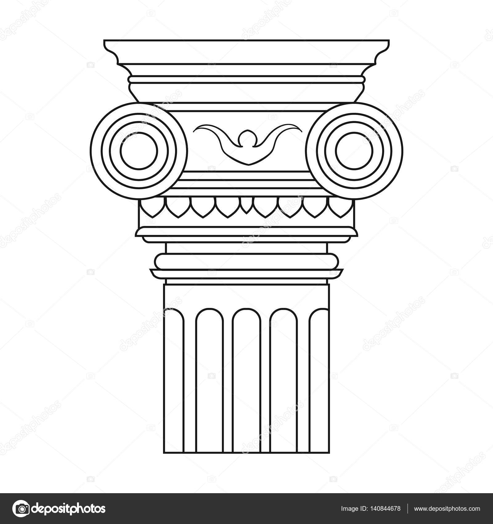 Column icon in outline style isolated on white background. Architect ...