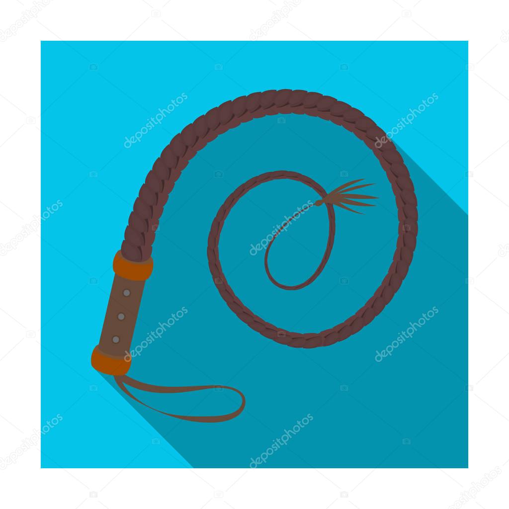 Icono de látigo en estilo plano aislado sobre fondo blanco. Rodeo ...