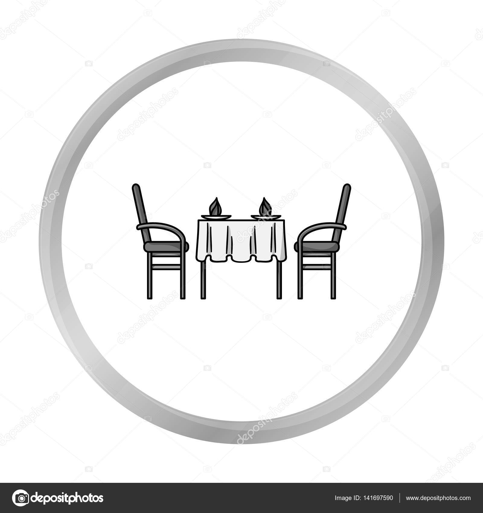 Icône de table de restaurant dans un style monochrome isolé sur fond ...
