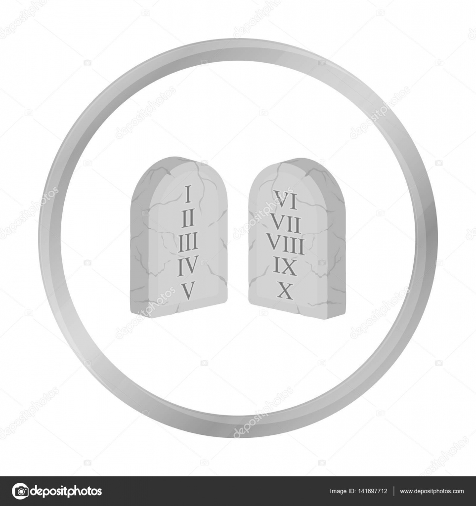 Ten Commandments icon in monochrome style isolated on white background ...