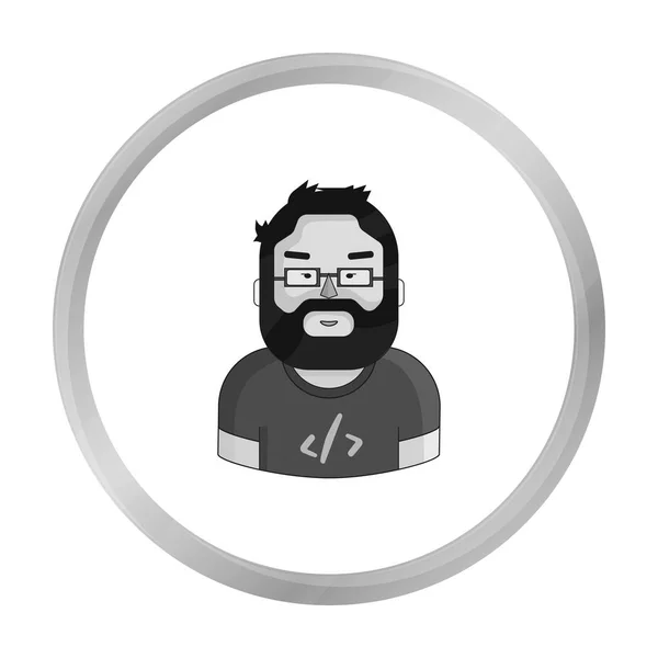 Programmer icon in outline style isolated on white background. People ...