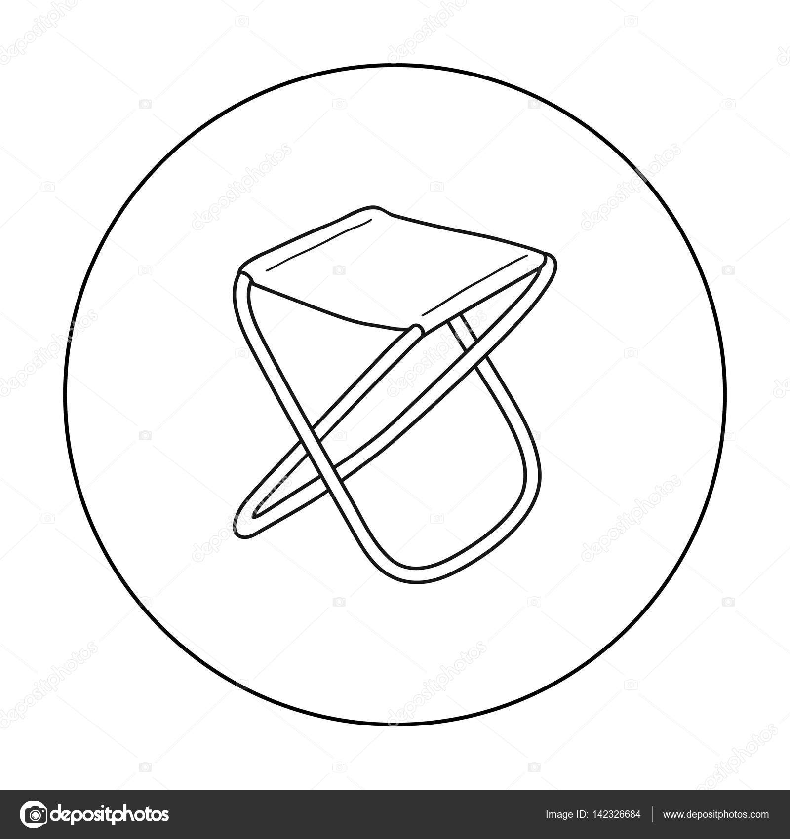 Folding stool icon in outline style isolated on white background ...