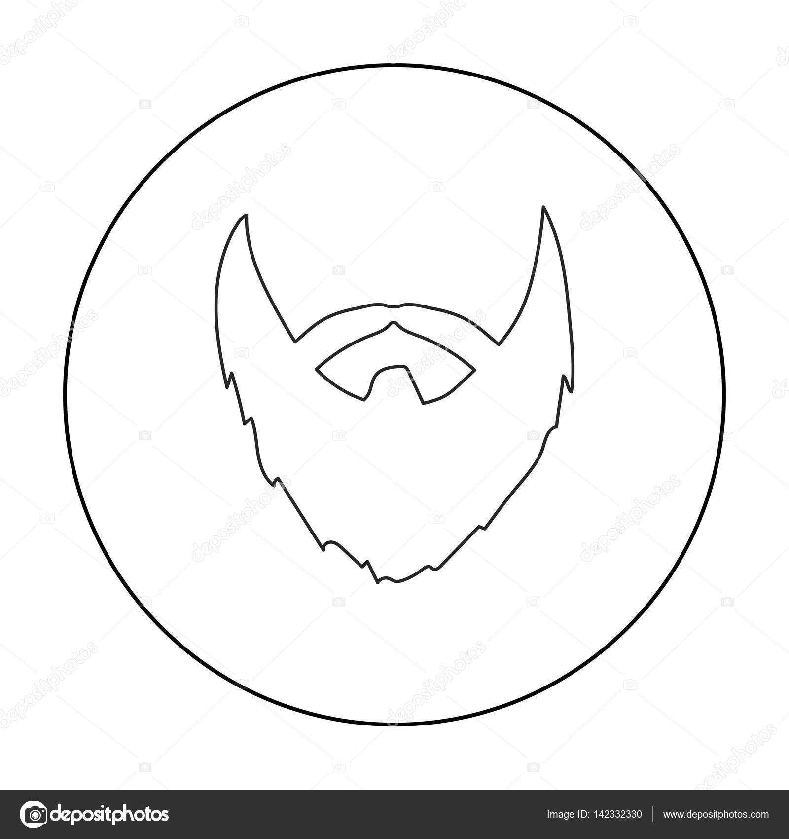 Mans beard icon in outline style isolated on white background. Beard ...