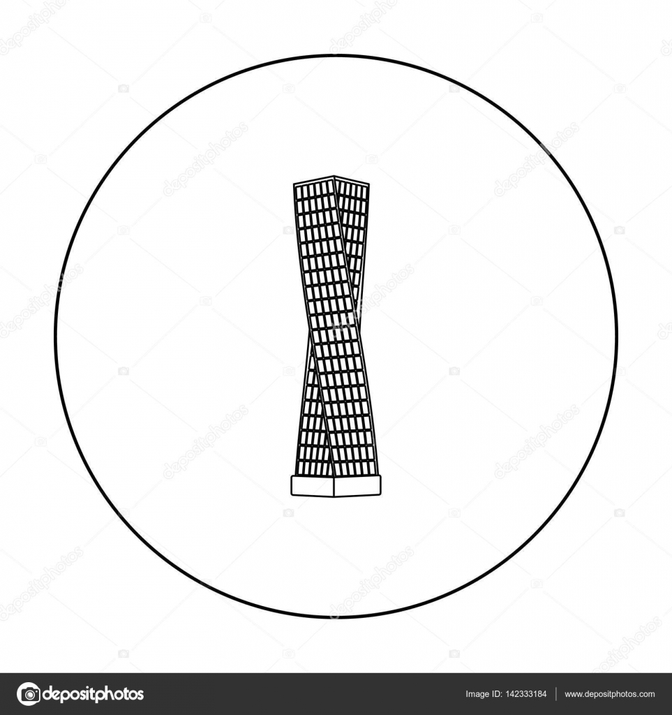 The Shanghai Tower icon in outline style isolated on white background ...