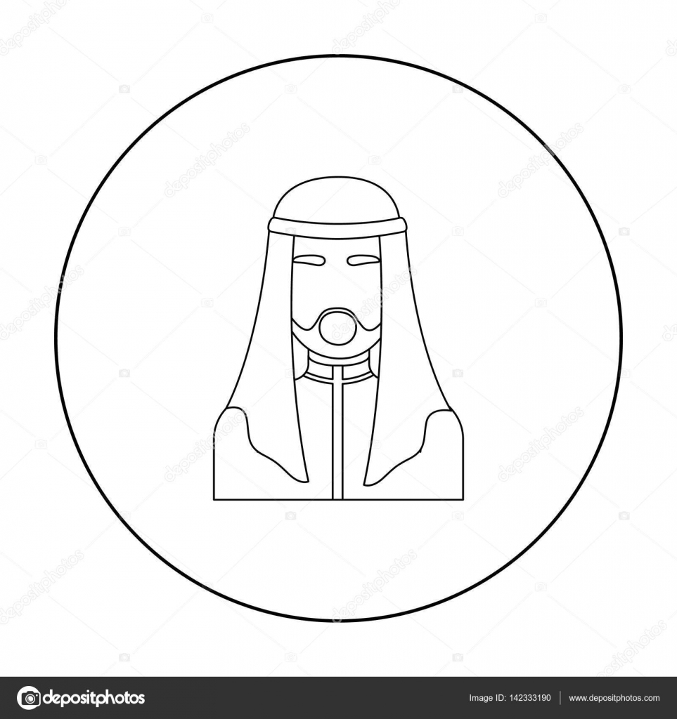 Sheikh icon in outline style isolated on white background. Arab ...