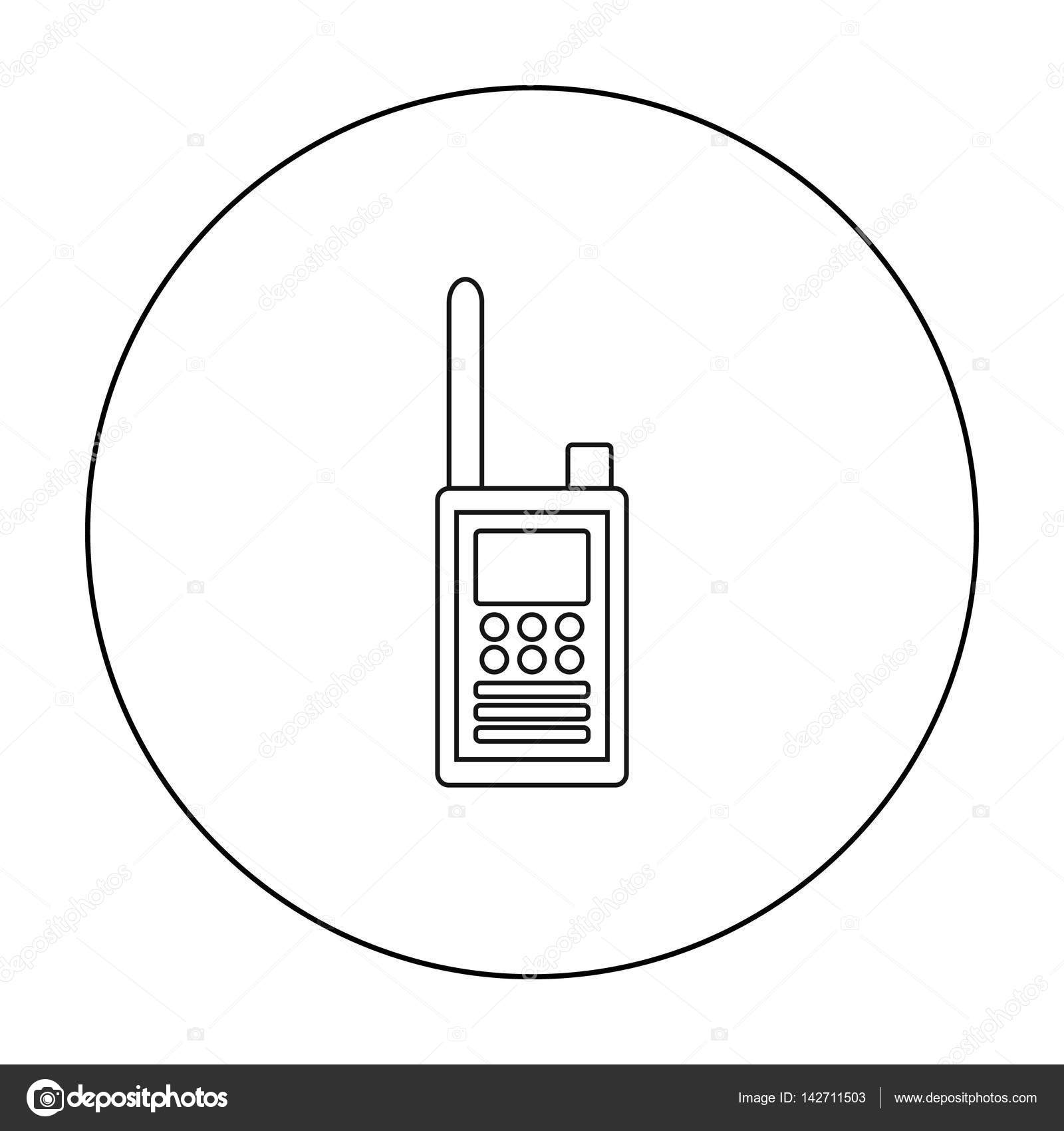 Handheld transceiver icon in outline style isolated on white background ...