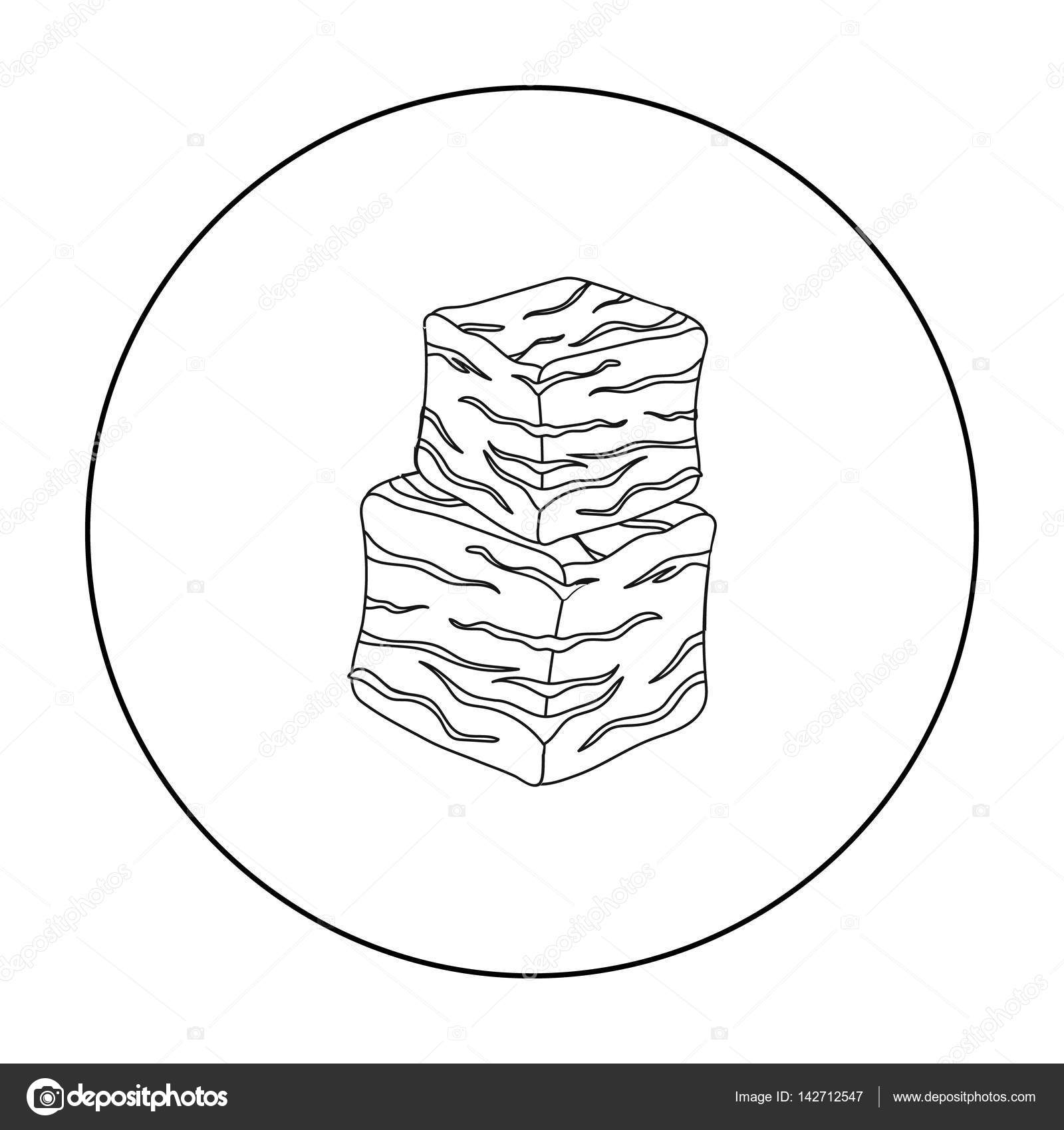 Diced beef icon in outline style isolated on white background. Meats ...