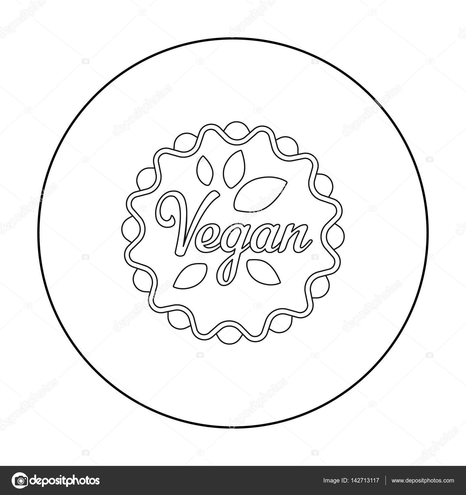 Vegan icon in outline style isolated on white background. Label symbol ...