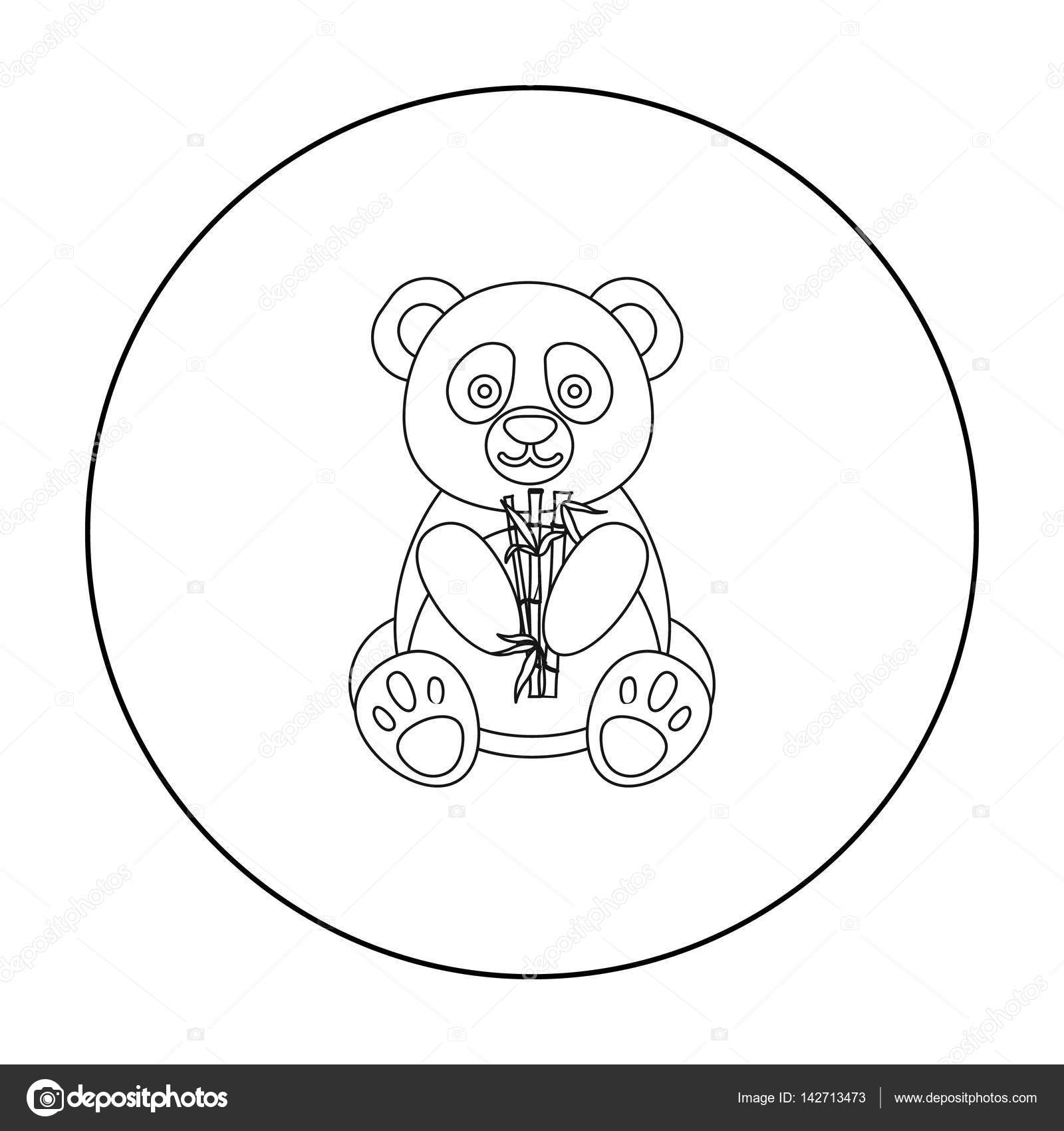 Panda icon in outline style isolated on white background. Japan symbol ...