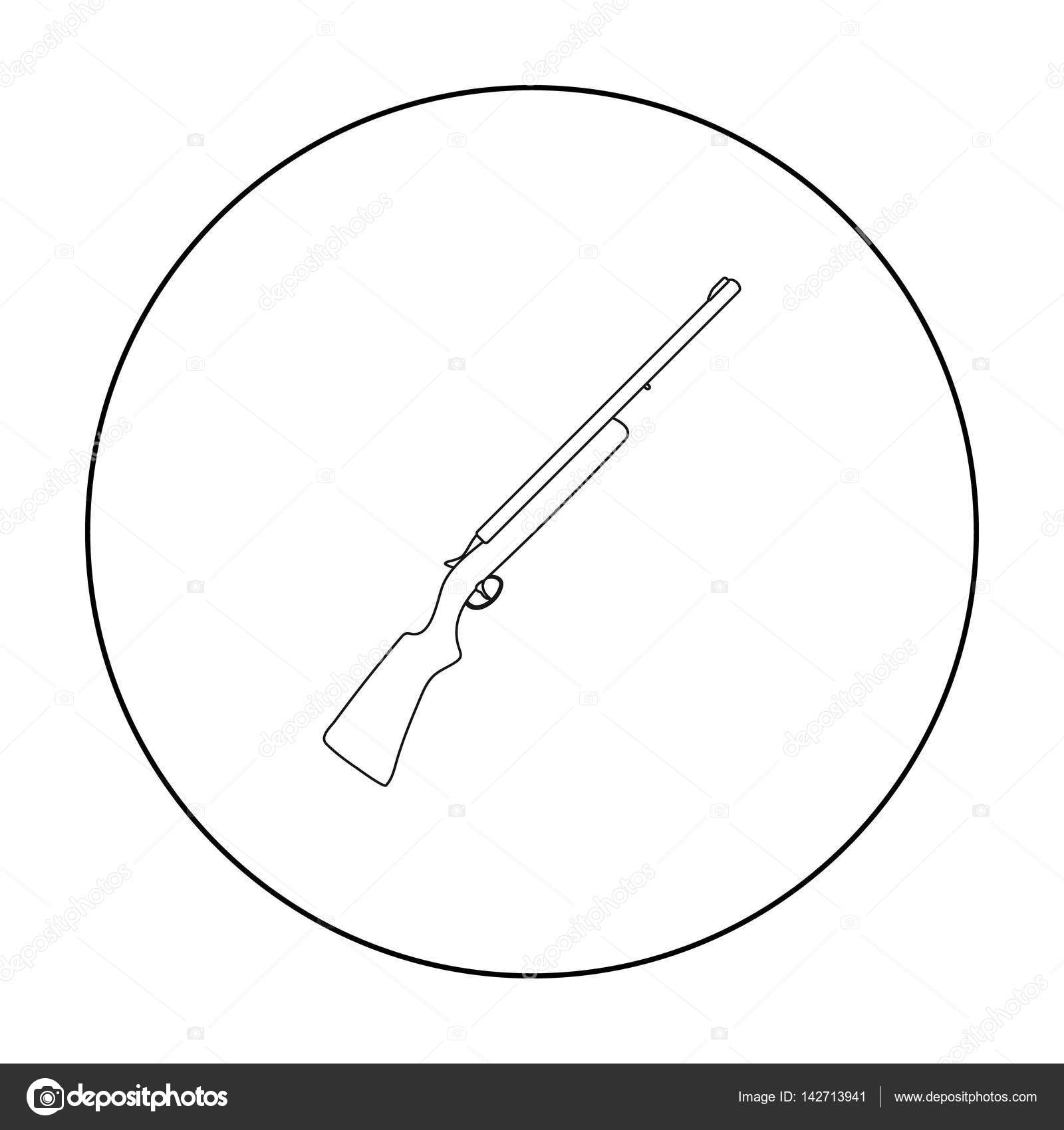Hunting rifle icon in outline style isolated on white background ...