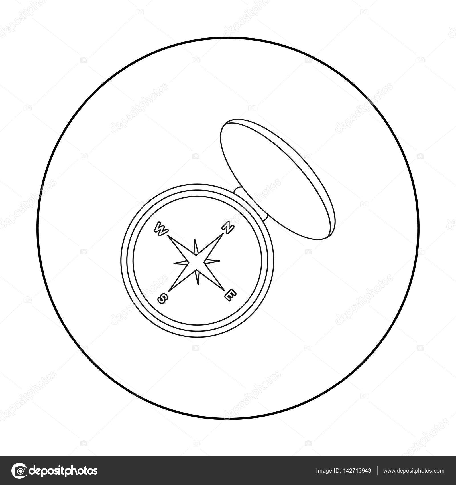 Compas icon in outline style isolated on white background. Hunting ...
