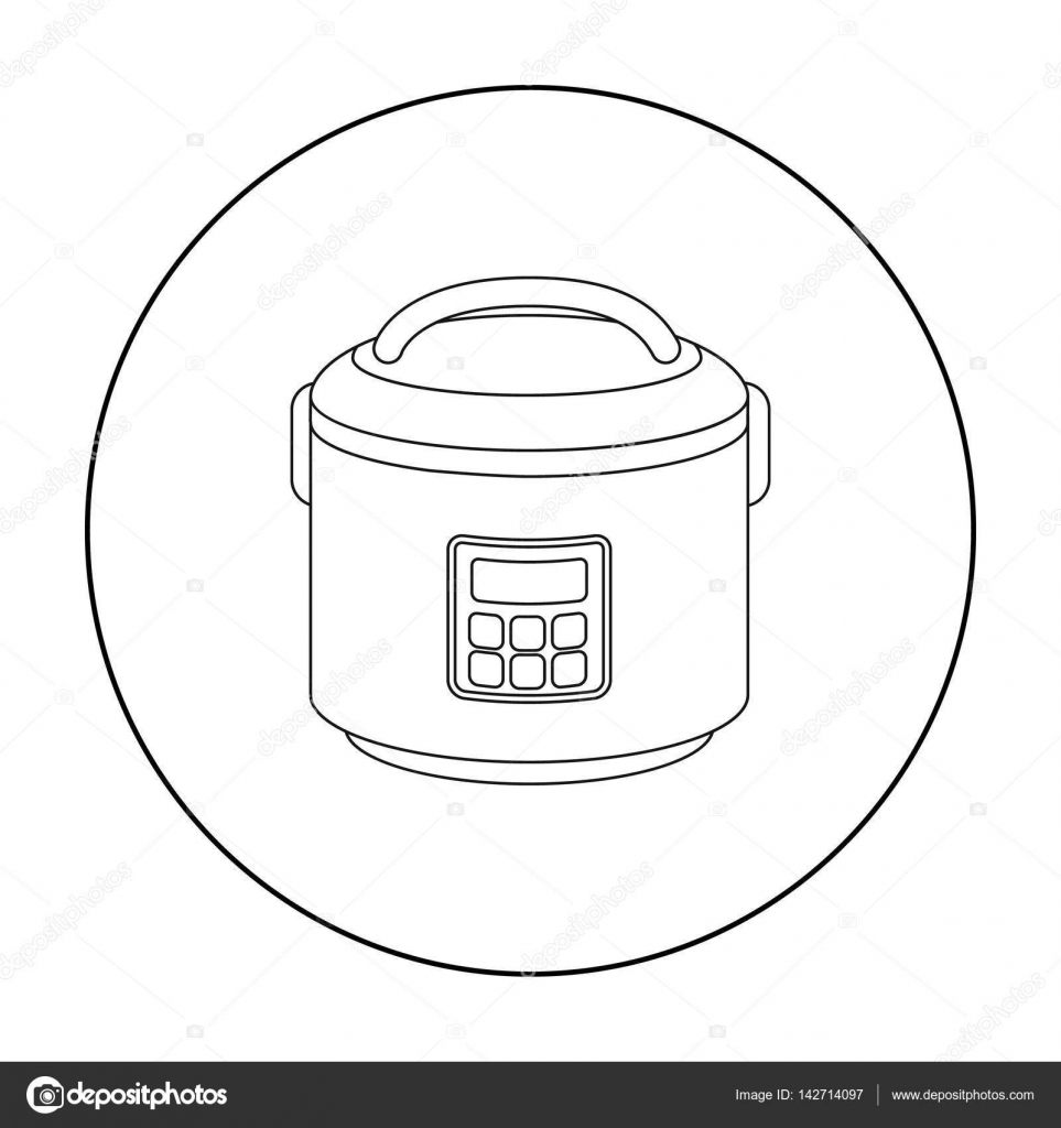Multicooker icon in outline style isolated on white background ...