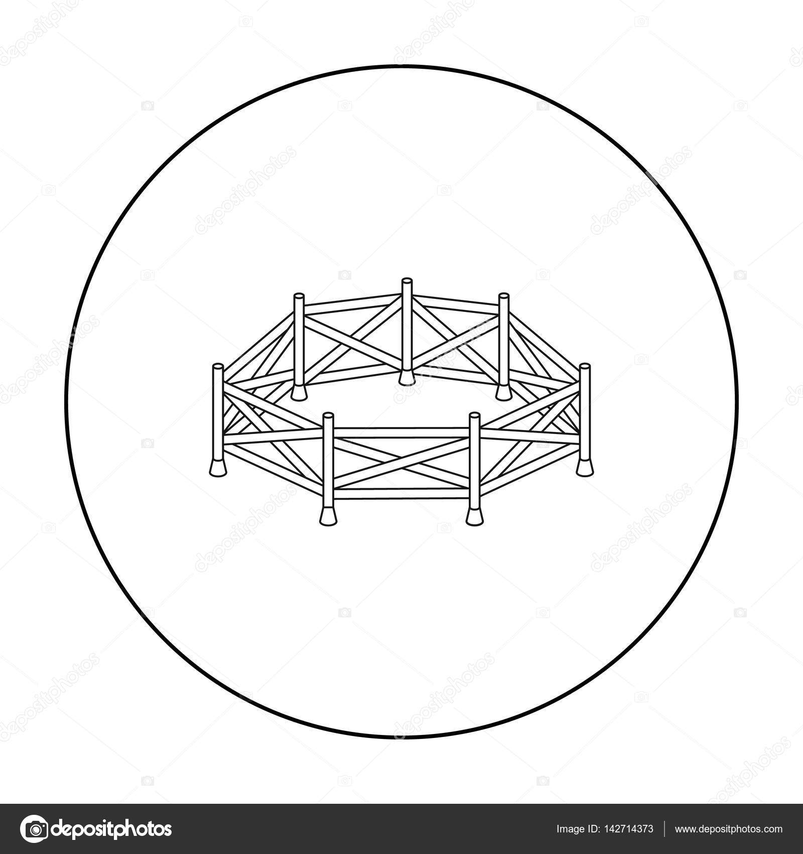 Paddock icon in outline style isolated on white background. Hippodrome ...