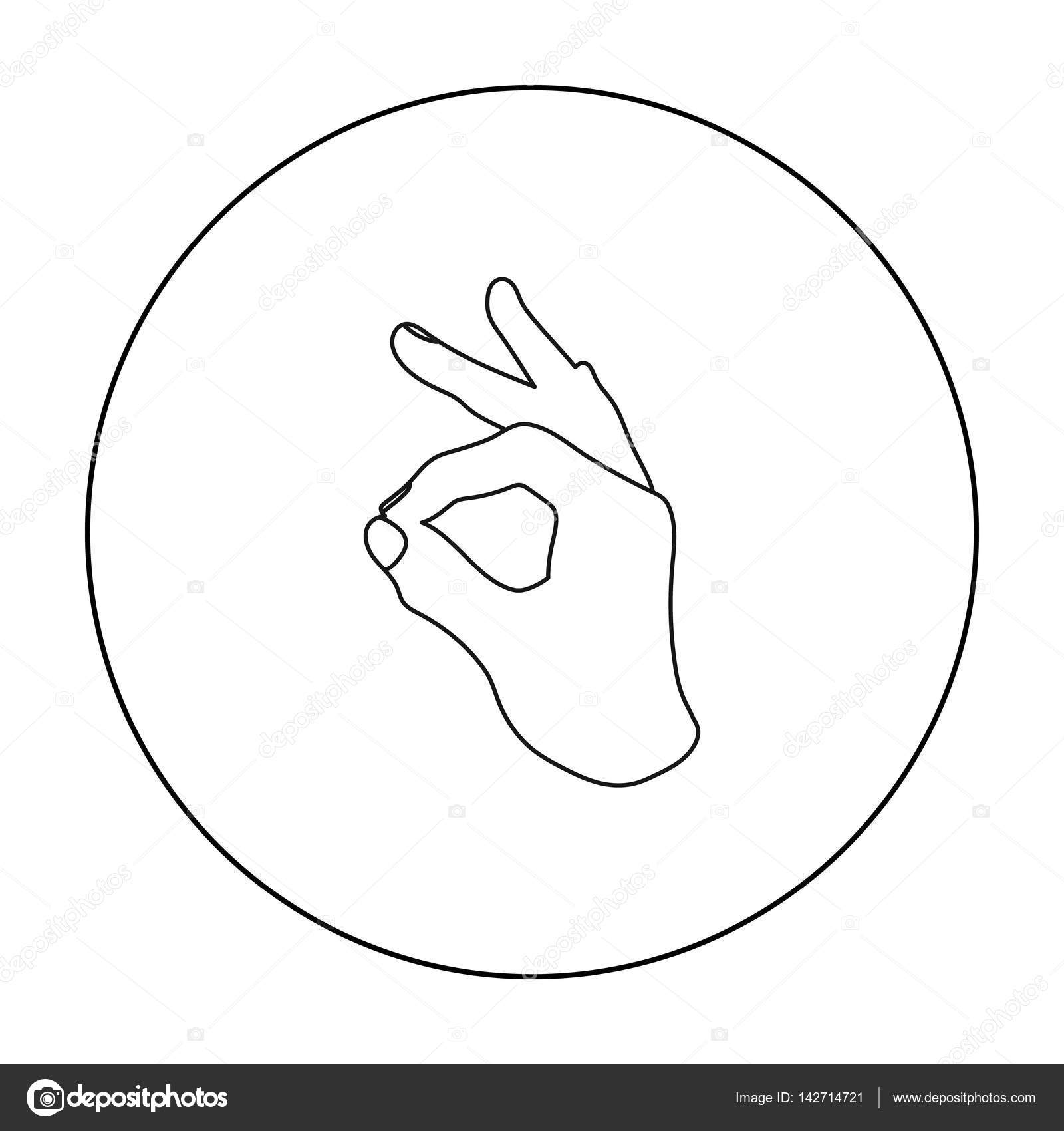 Icono de signo de Okay en estilo de contorno aislado sobre fondo blanco ...