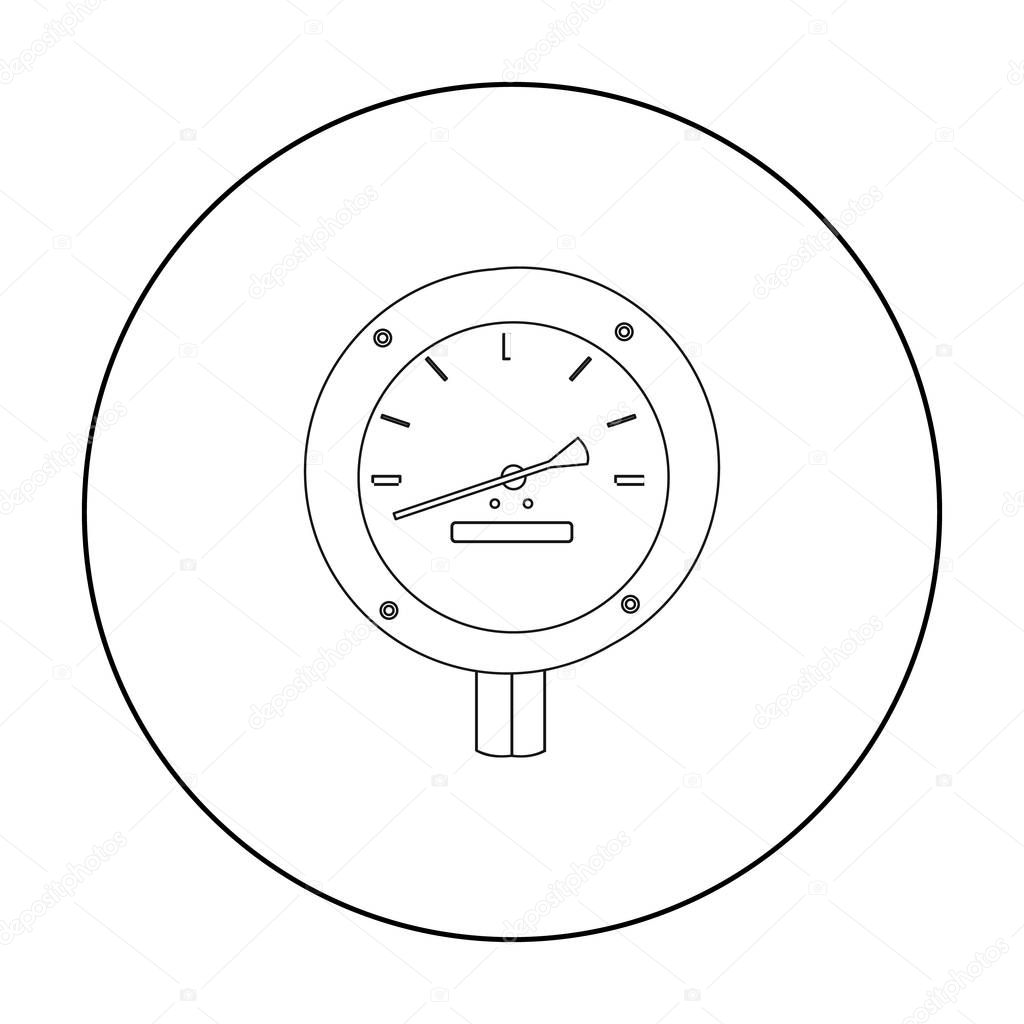 Icono del manómetro de aceite en estilo de contorno aislado sobre fondo ...