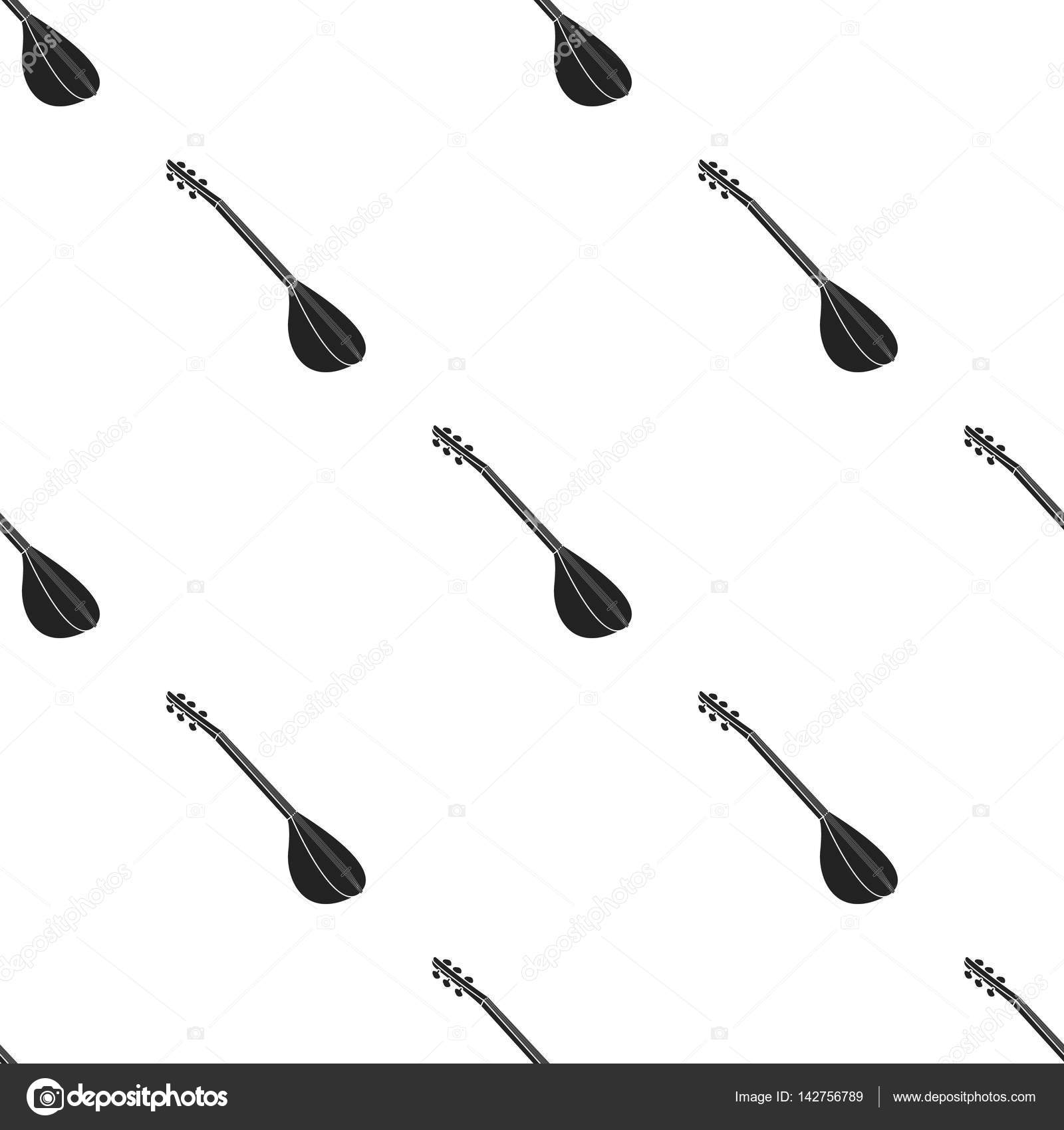 Saz icon in black style isolated on white background. Turkey pattern ...