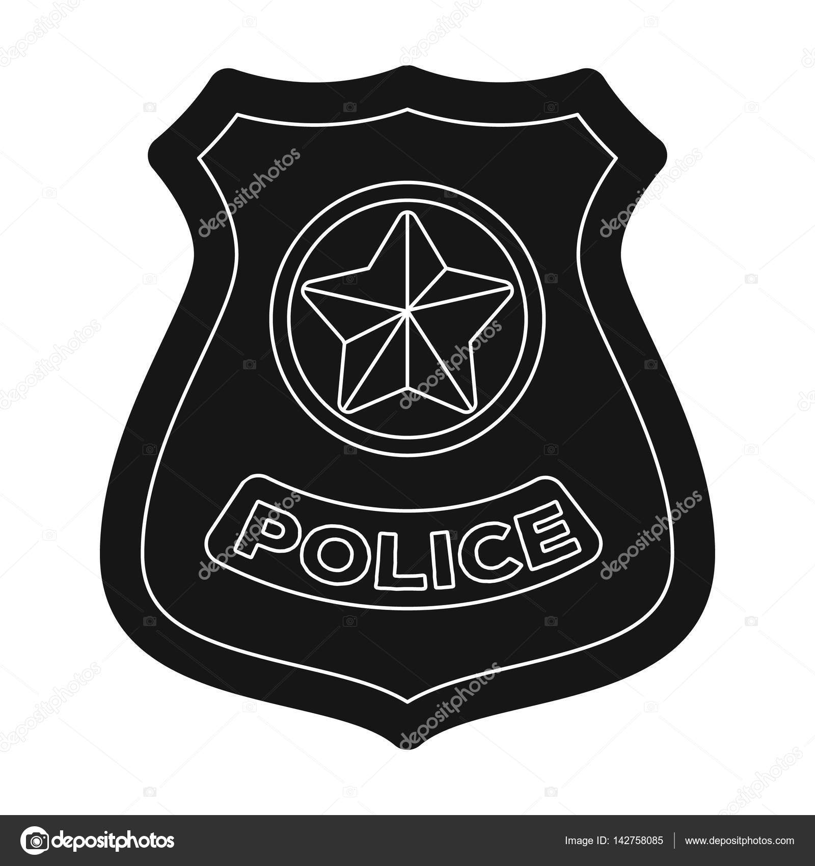 Icono de placa policial en estilo negro aislado sobre fondo blanco ...