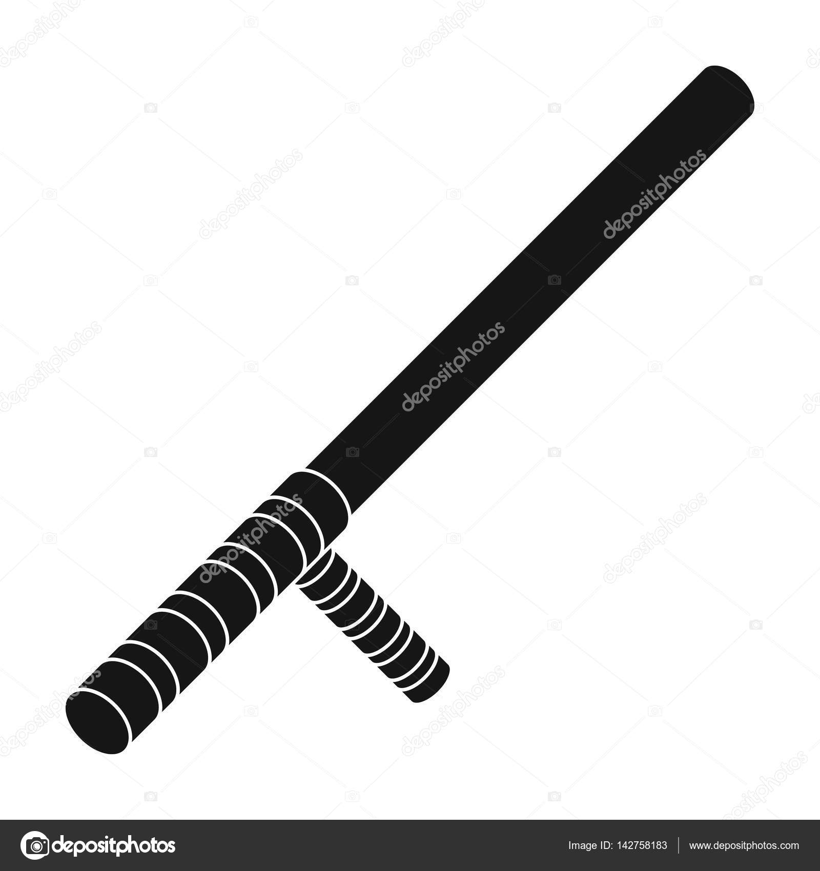 Police baton icon in black style isolated on white background. Police ...