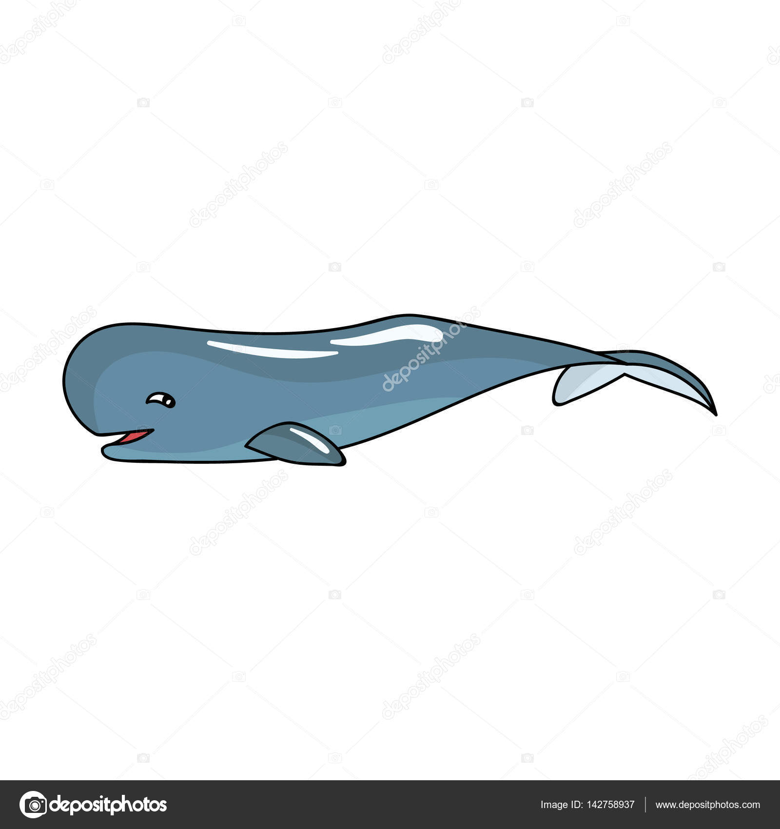 Pottwal-Ikone im Cartoon-Stil isoliert auf weißem Hintergrund ...