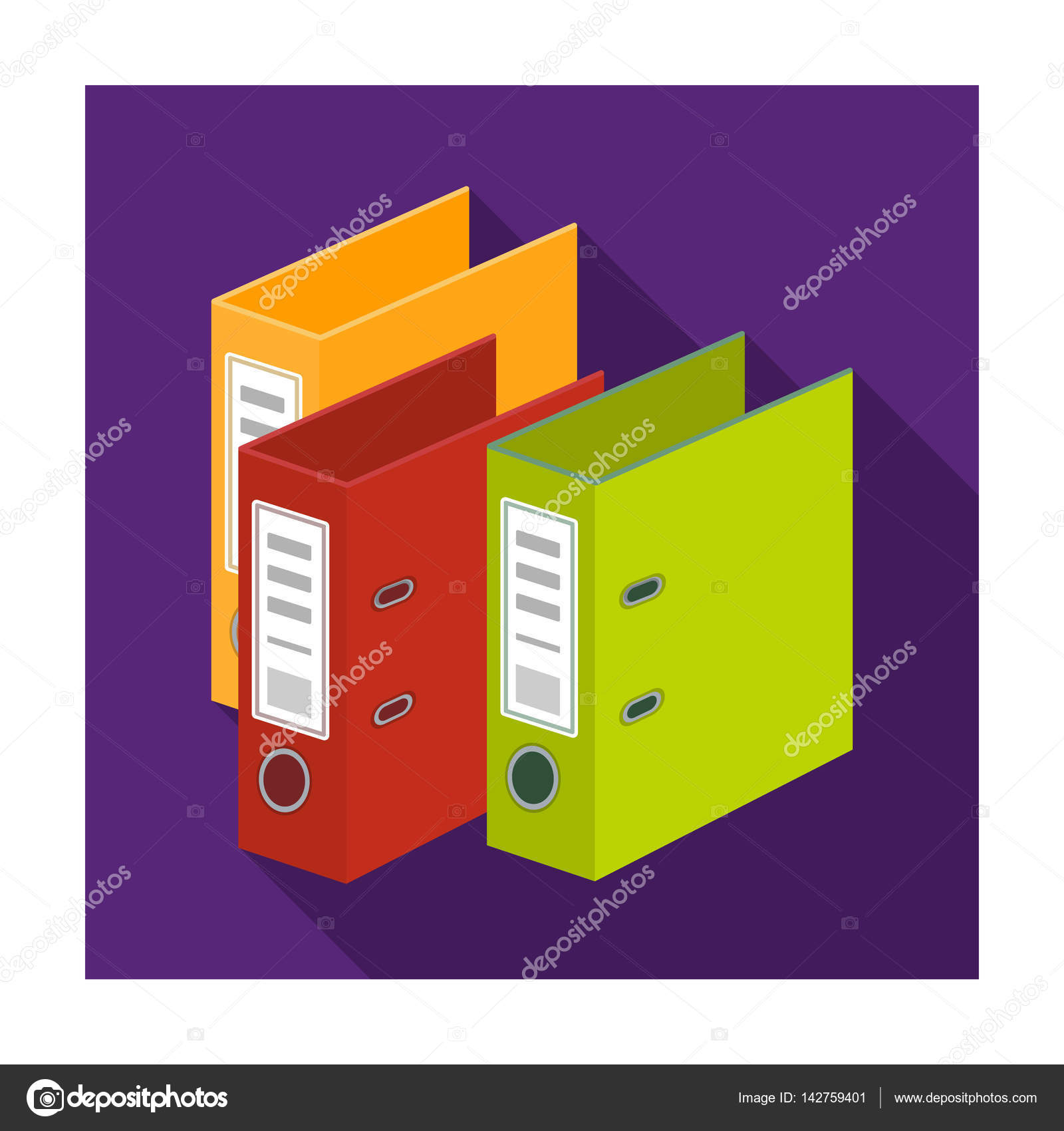 Ring binders icon in flat style isolated on white background. Library ...