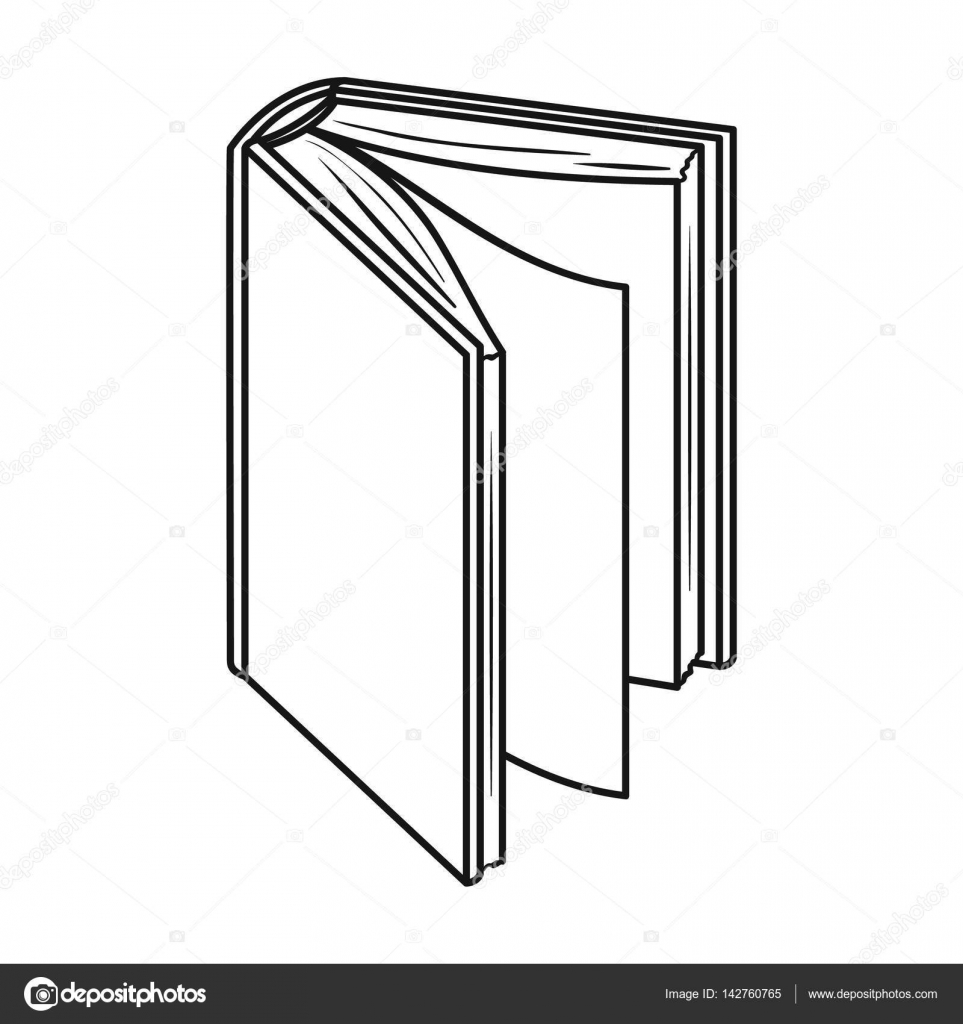 Black standing book icon in outline style isolated on white background ...