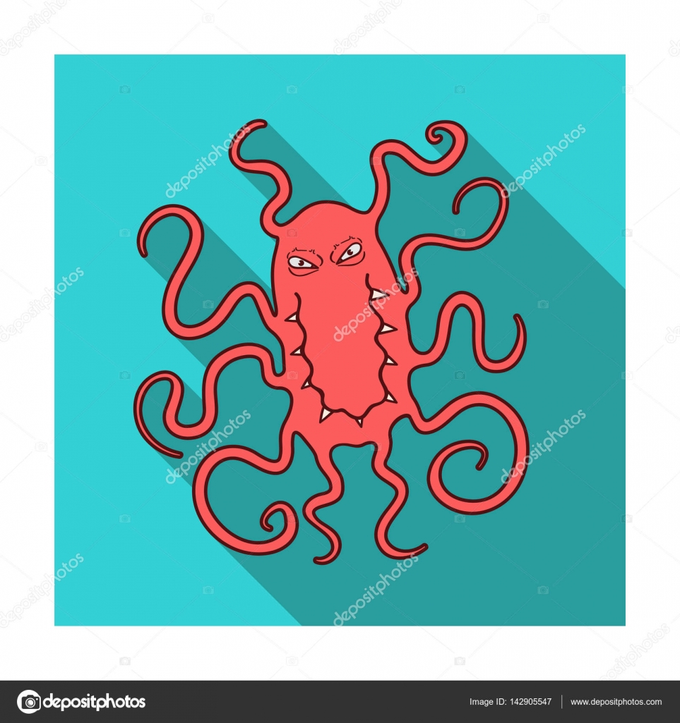 Red virus icon in flat style isolated on white background. Viruses and ...