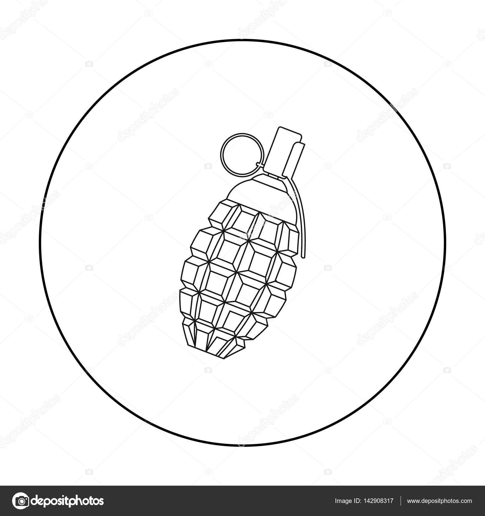 Grenade icon outline. Single weapon icon from the big ammunition, arms ...