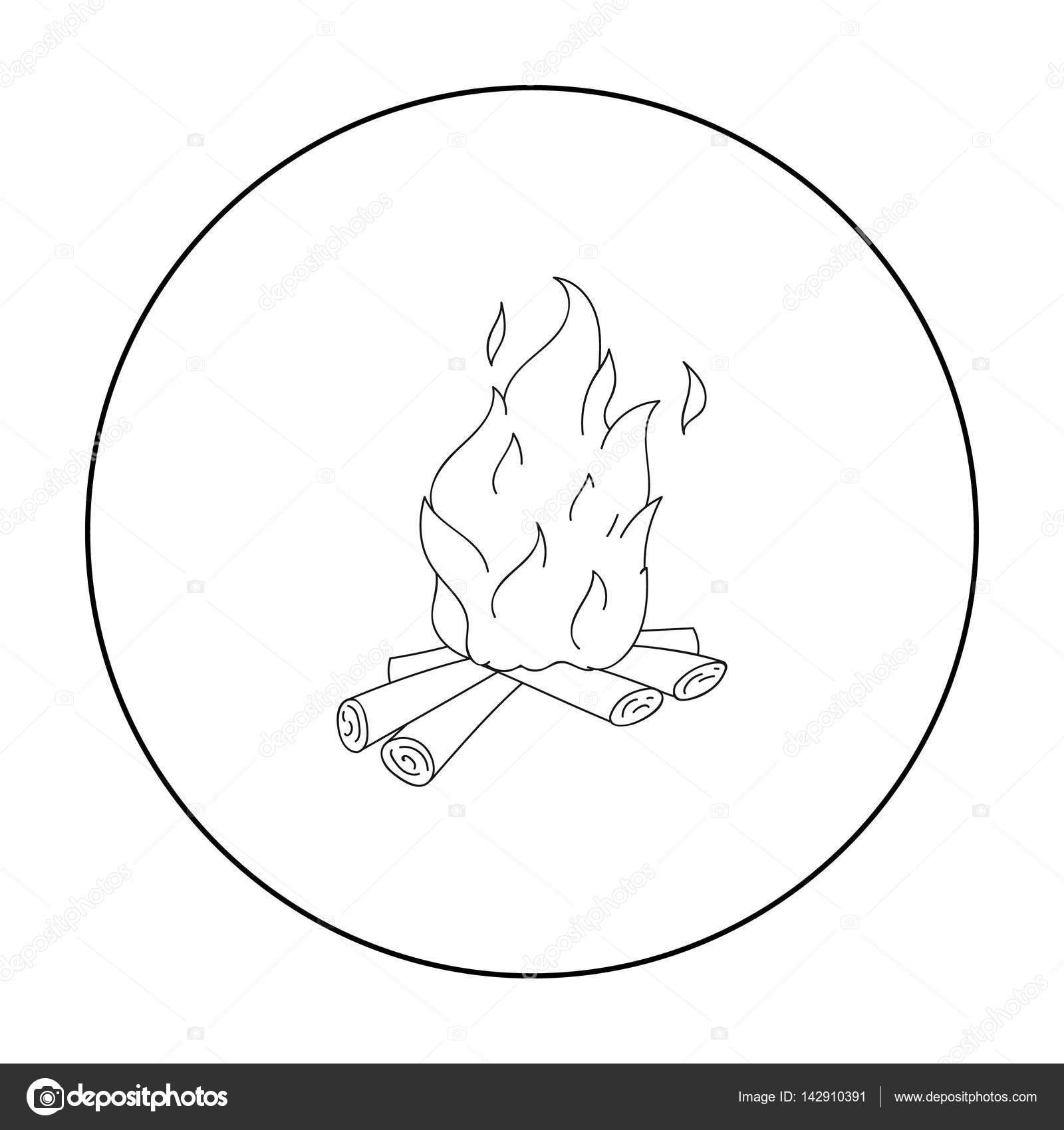 Campfire of stone age icon in outline style isolated on white ...