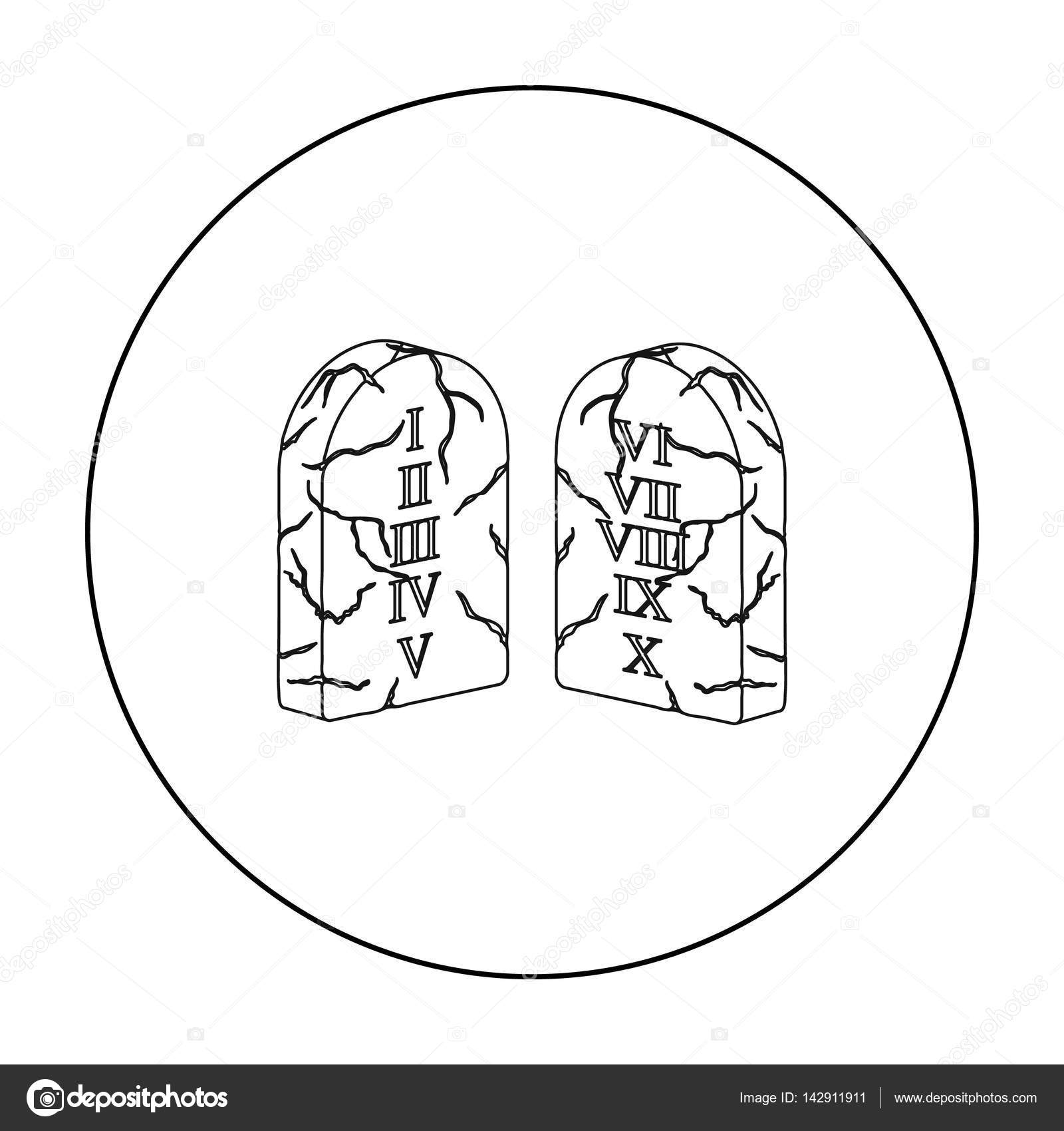 Ten Commandments icon in outline style isolated on white background ...