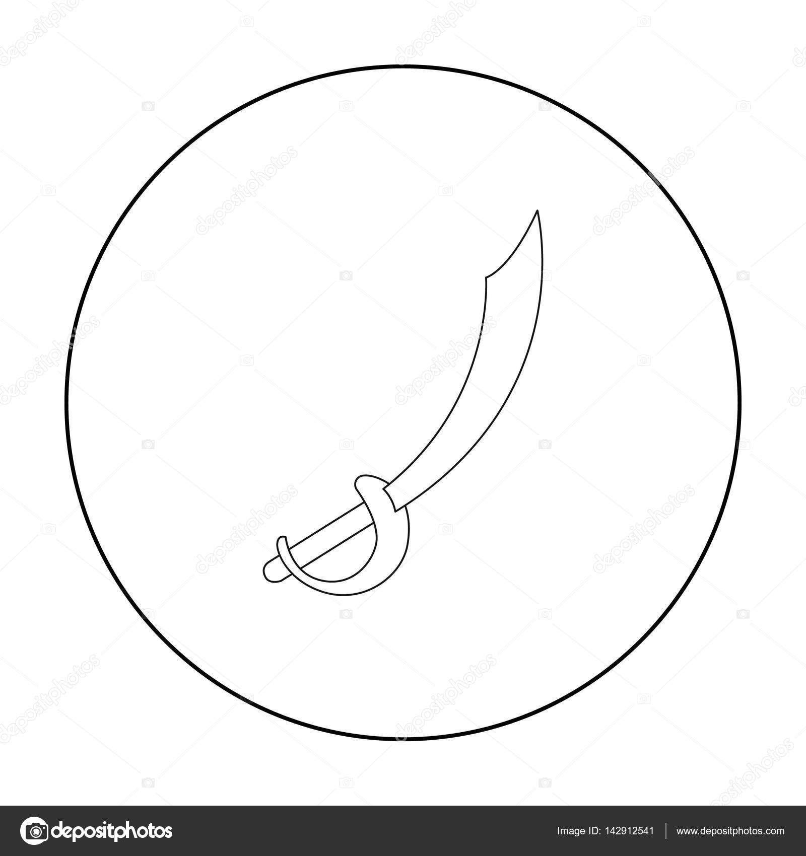 Pirate sabre icon in outline style isolated on white background ...