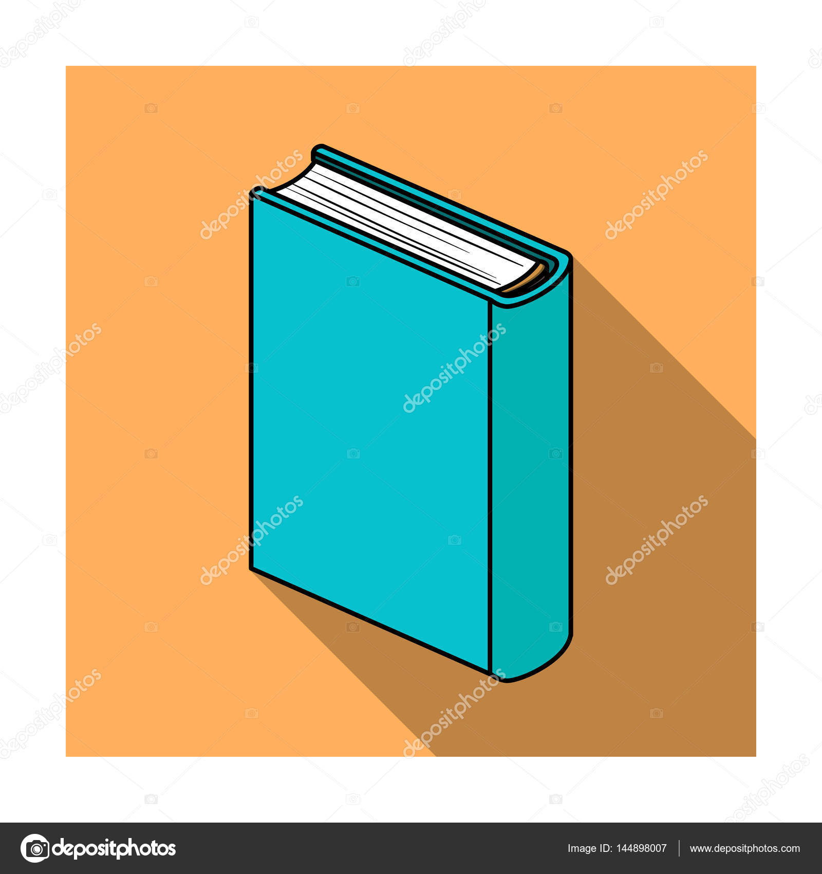 Blue standing book icon in flat style isolated on white background ...