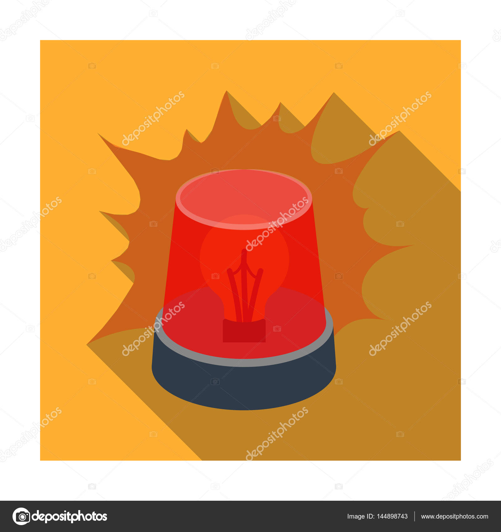 Emergency rotating beacon light icon in flat style isolated on white ...