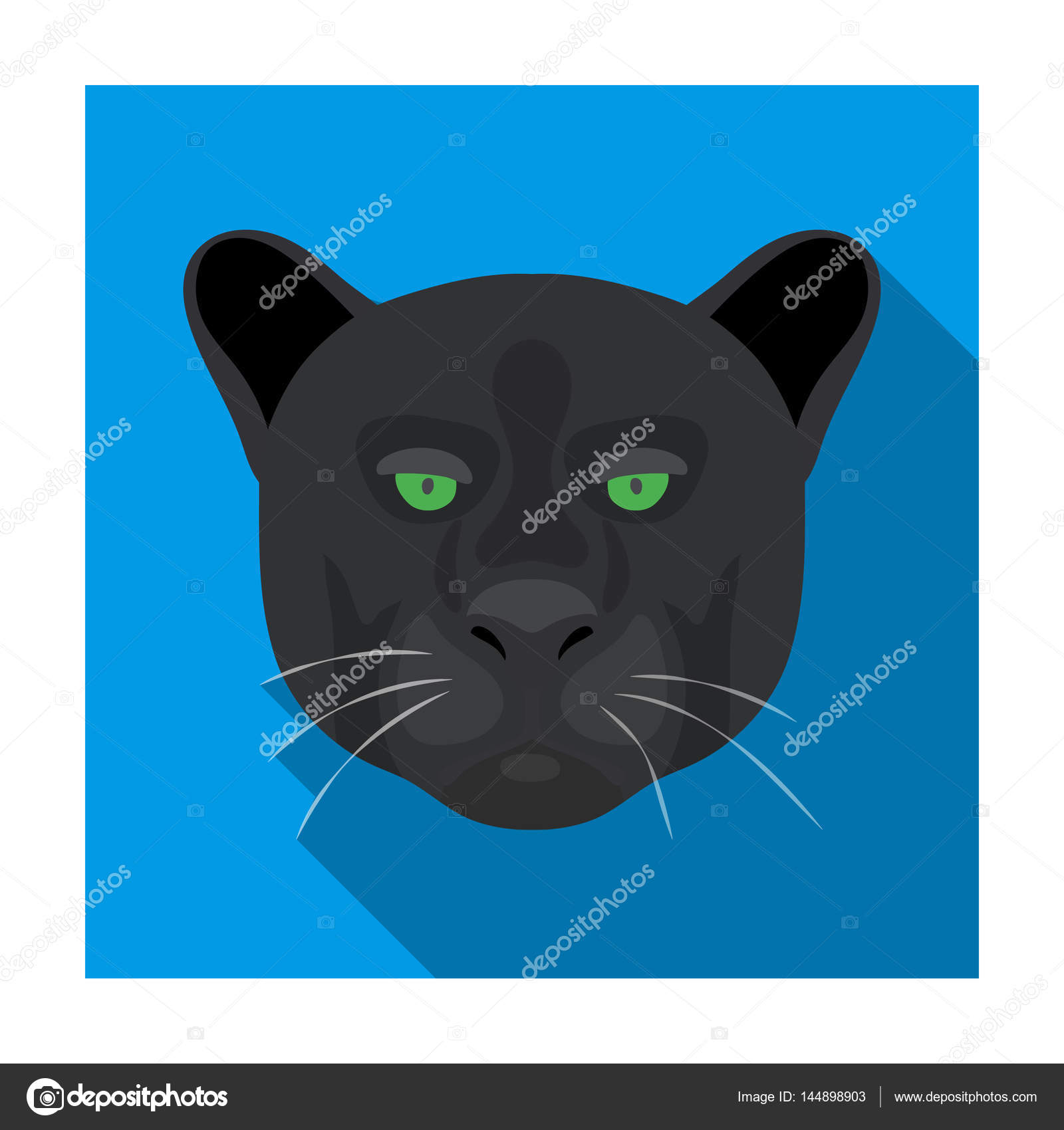 Black panther icon in flat style isolated on white background ...