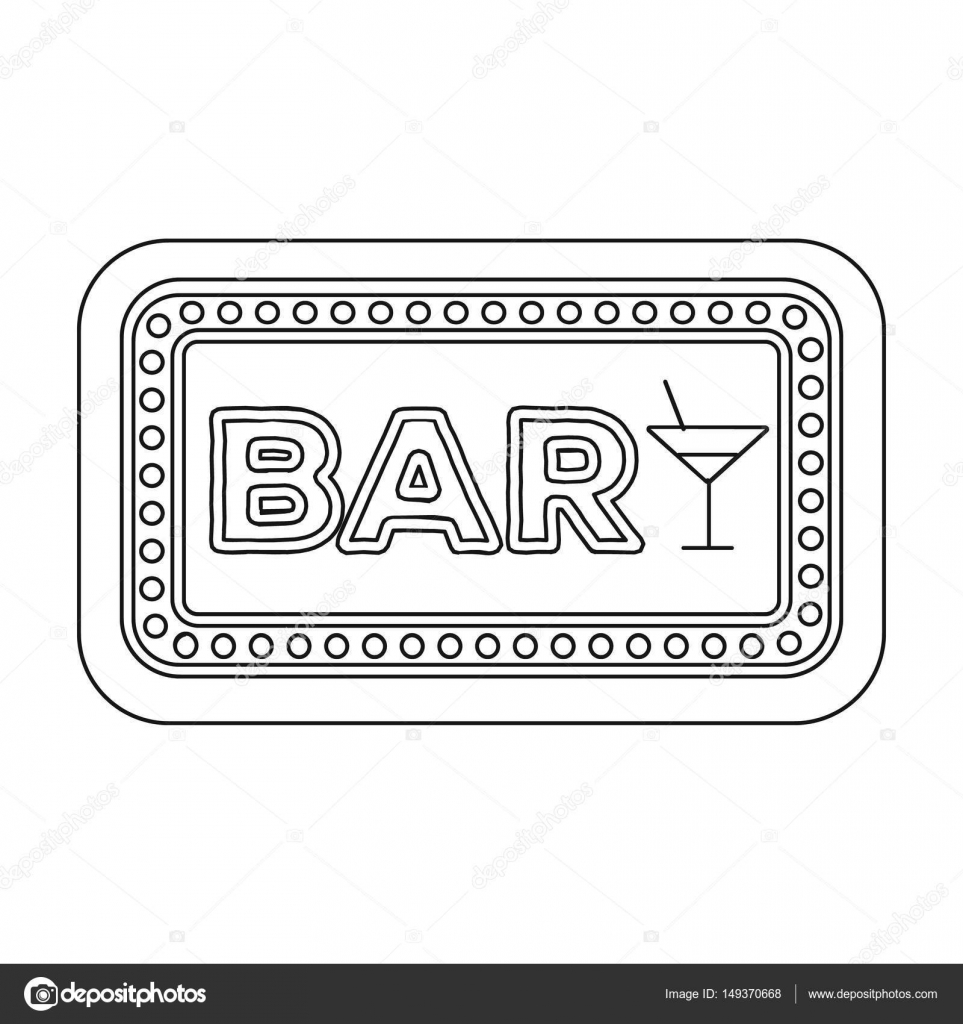 Advertising bar. The sign in front of the bar with pink lettering. Pub ...