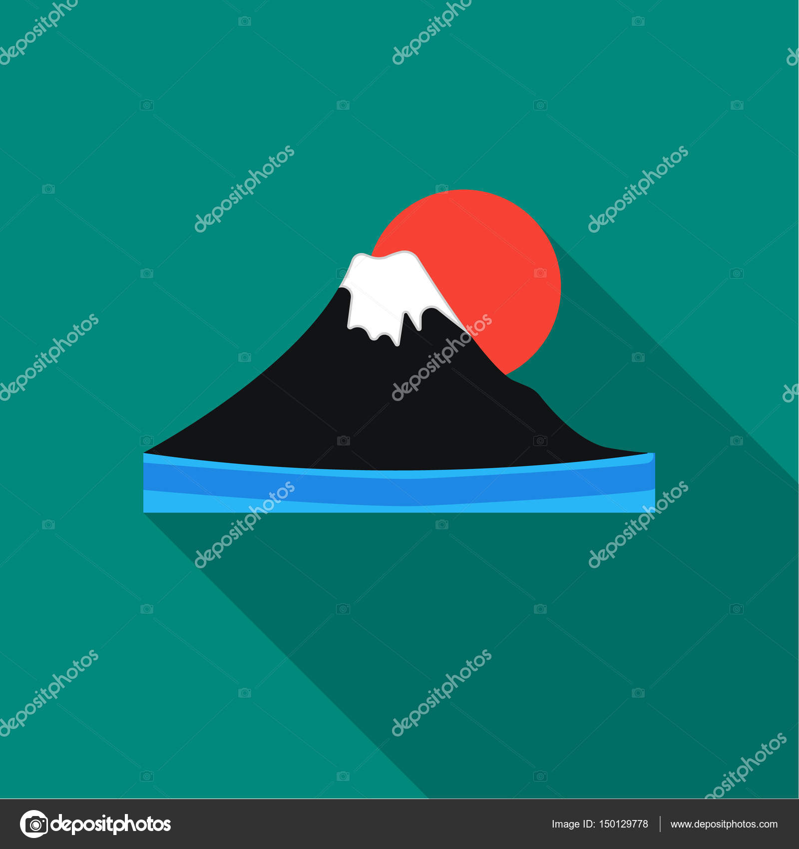 Icono de Monte Fuji en estilo plano aislado sobre fondo blanco. Japón símbolo stock vector ...