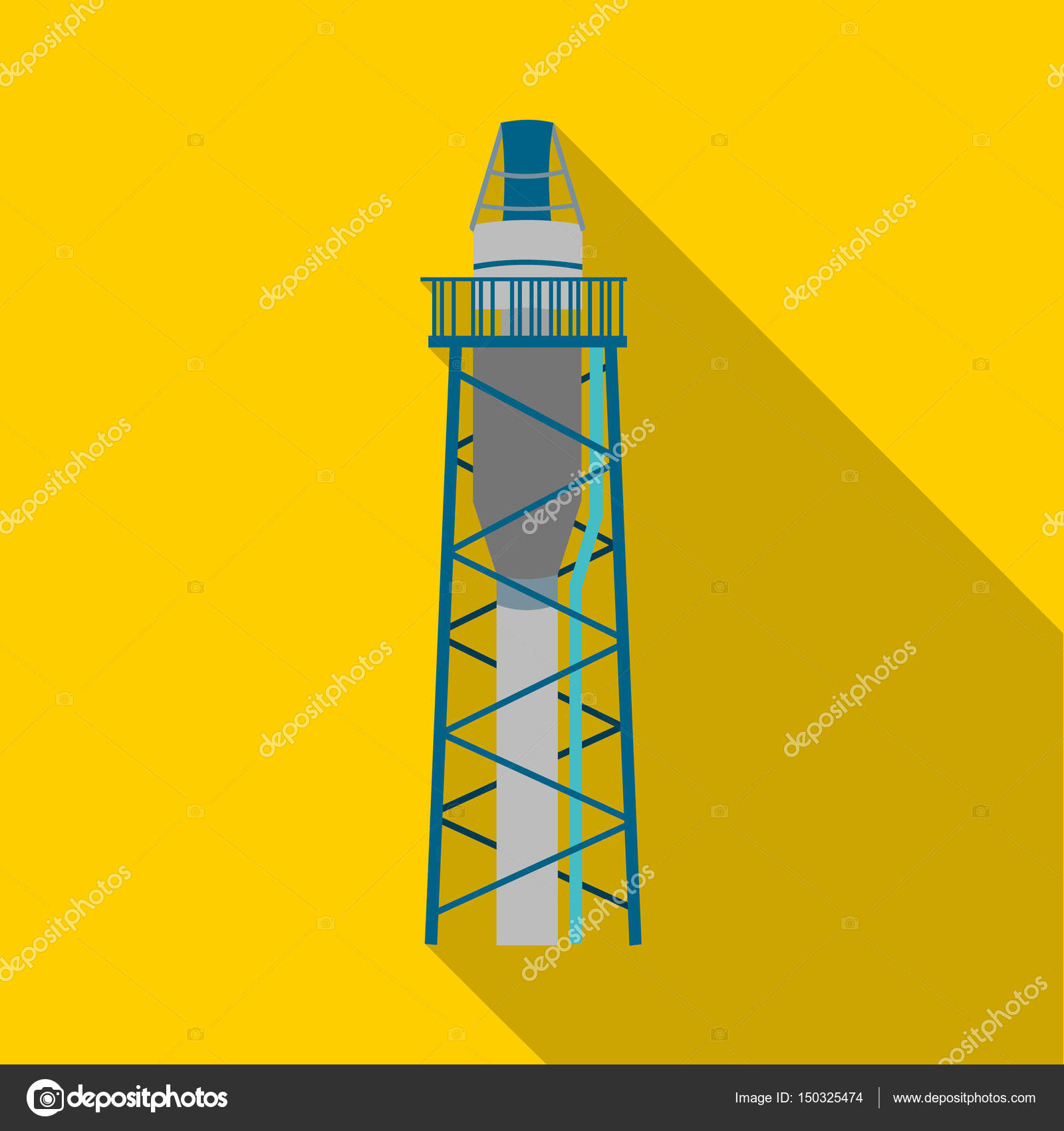 Oil rig icon in flat style isolated on white background. Oil industry ...