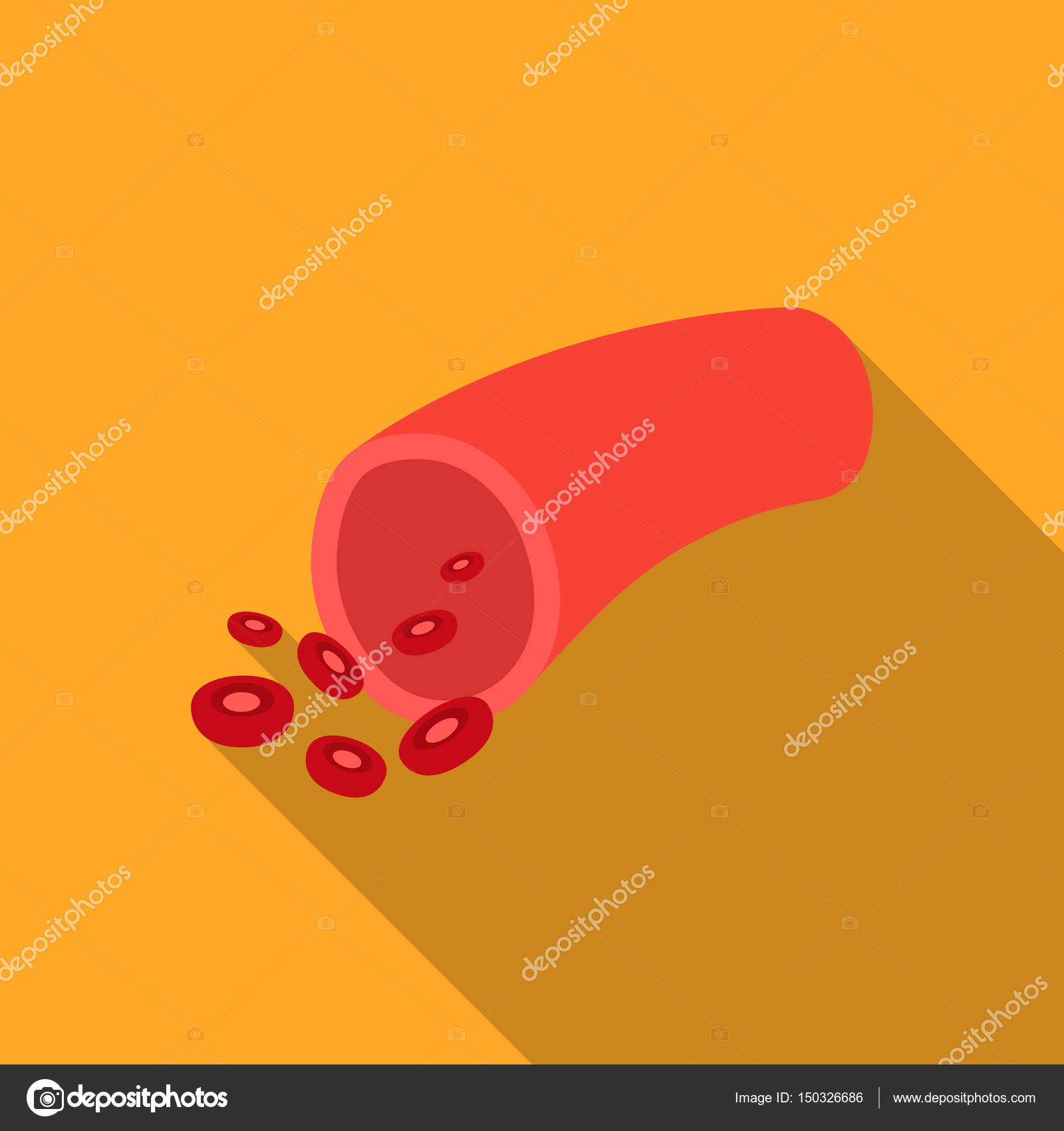 Blood vessel icon in flat style isolated on white background. Organs ...