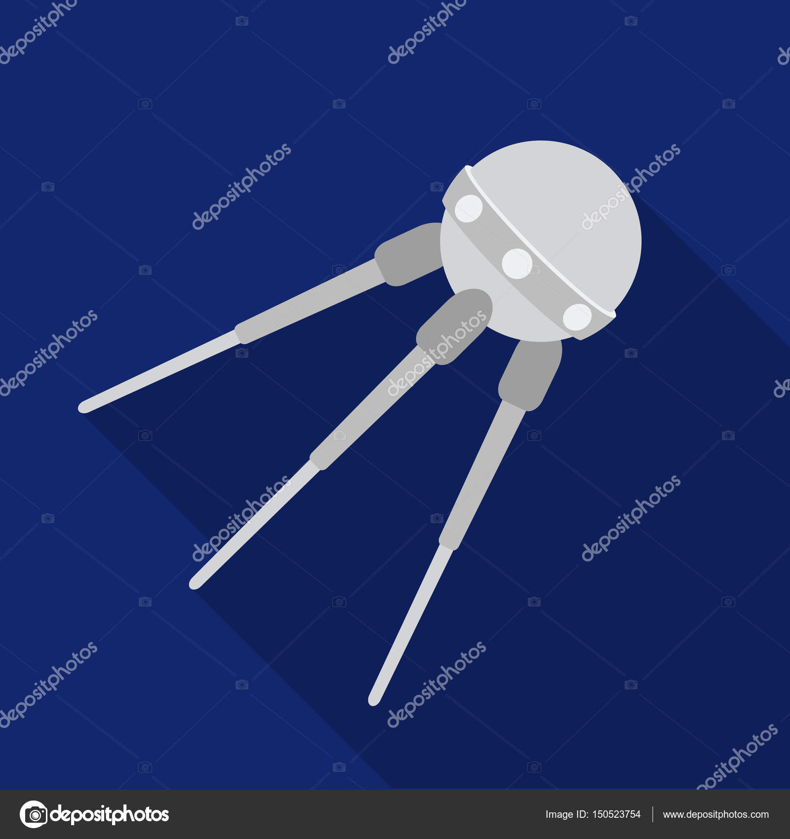 Sputnik One icon in flate style isolated on white background. Space ...