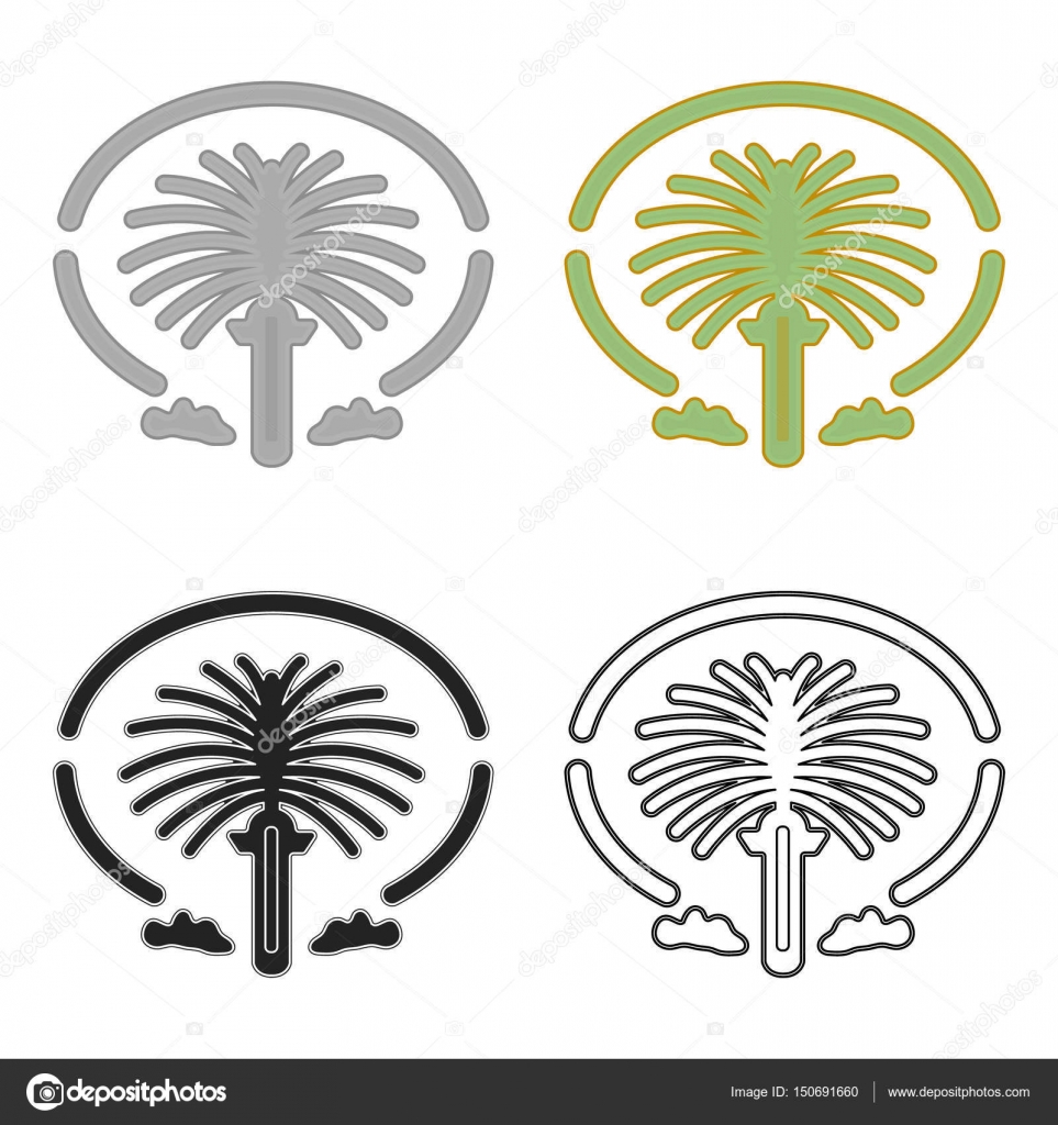 The Palm Jumeirah icon in cartoon style isolated on white background ...