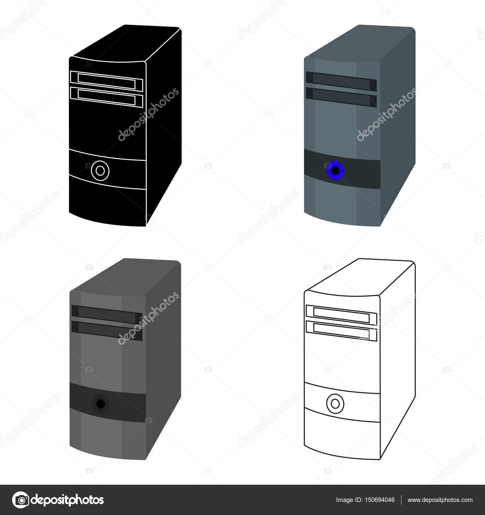 Computer case icon in cartoon style isolated on white background ...