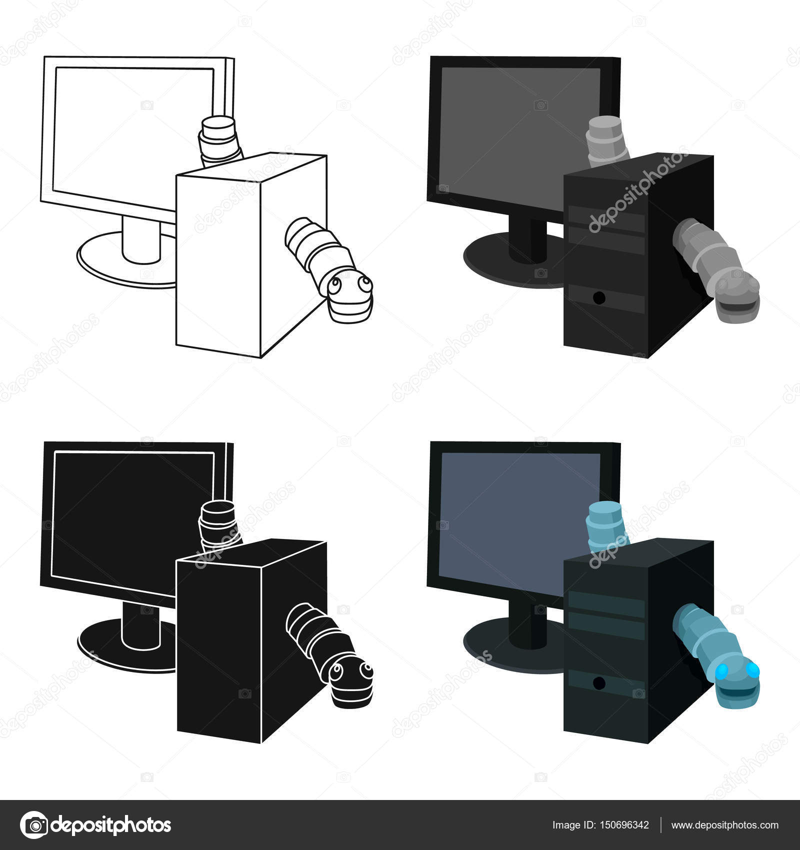 Computer worm icon in cartoon style isolated on white background. Hackers and hacking symbol ...