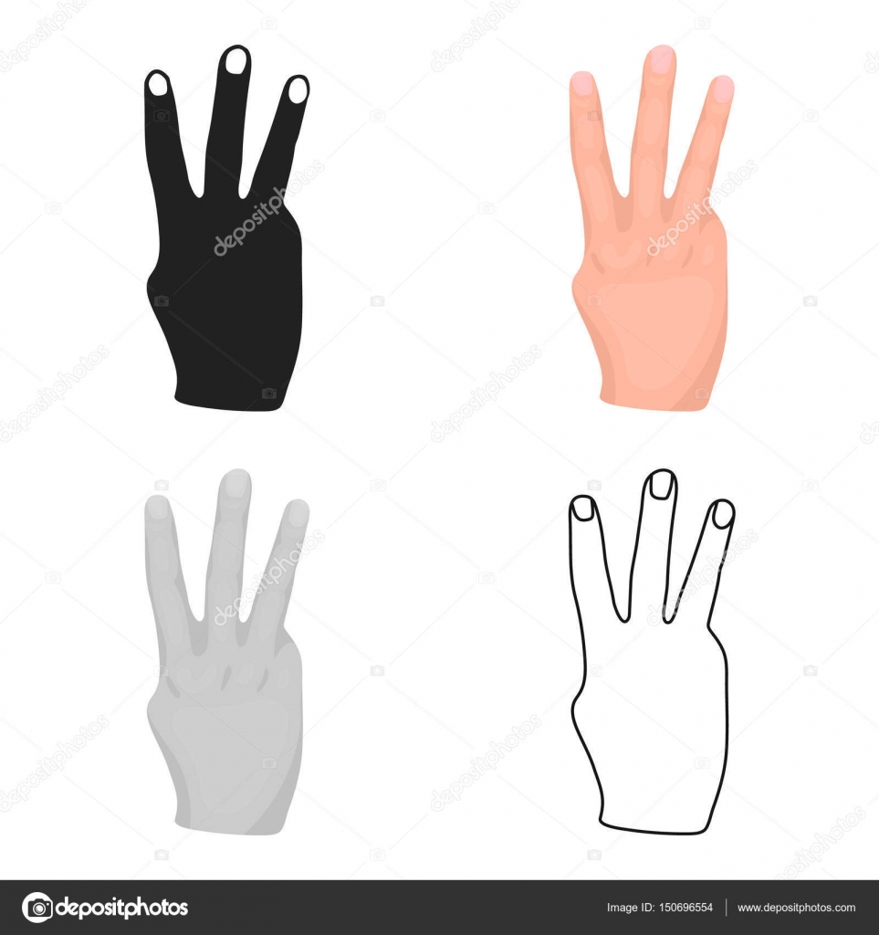 Three fingers icon in cartoon style isolated on white background. Hand ...