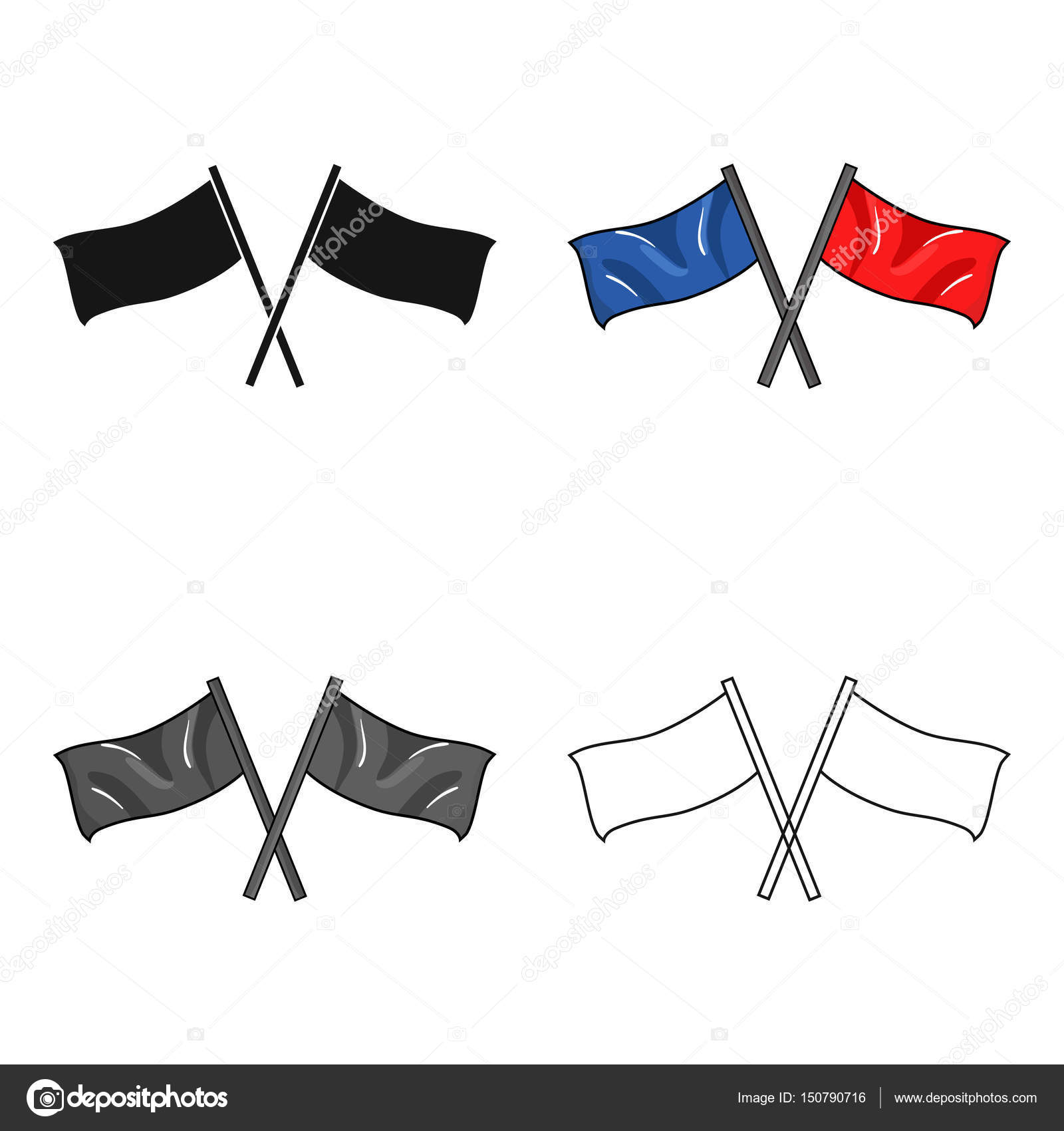 Red and blue flags icon in cartoon style isolated on white background ...