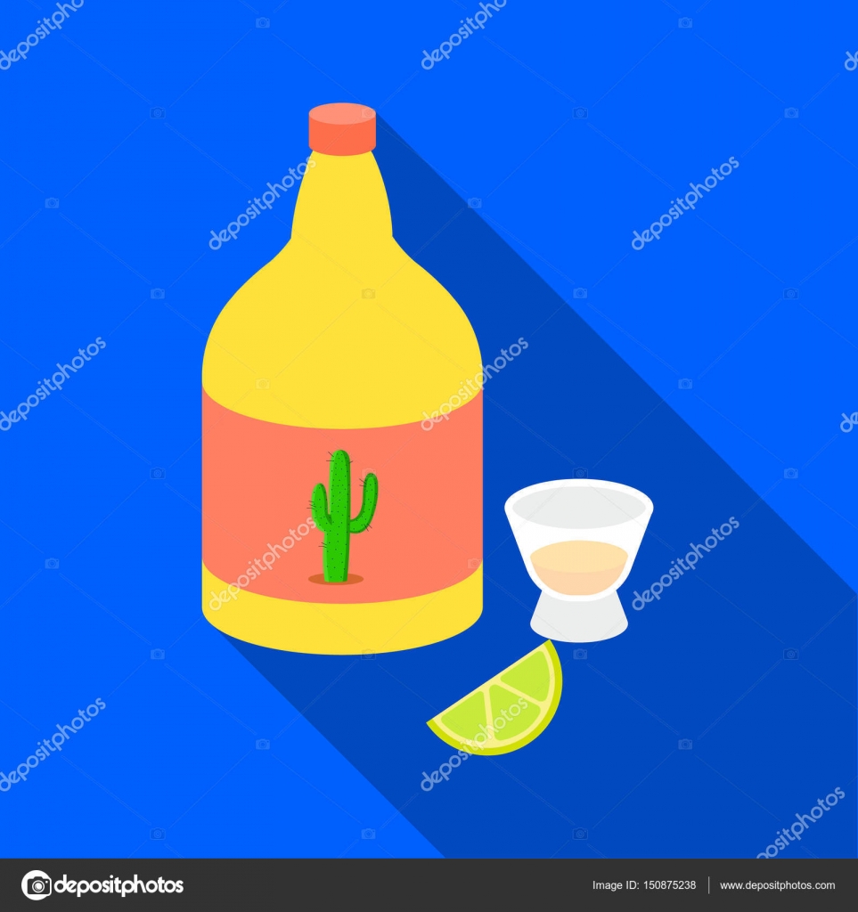 Tequila icon in flat style isolated on white background. Alcohol symbol ...