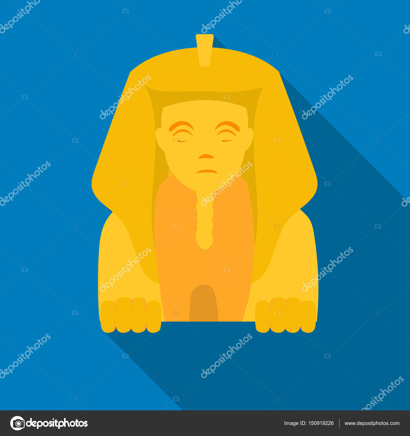 Ícone de esfinge em estilo plano isolado em fundo branco. Antigo Egito ...