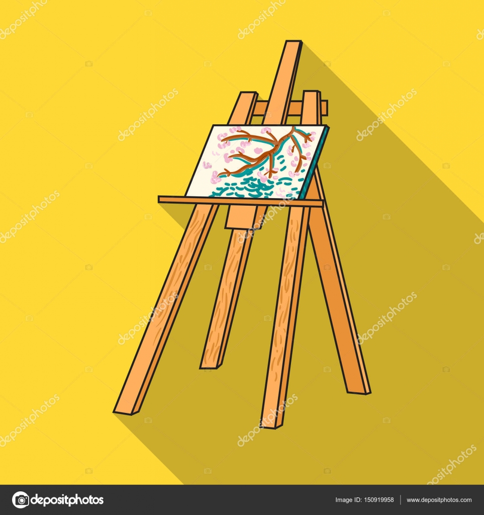 Easel with masterpiece icon in flat style isolated on white background ...
