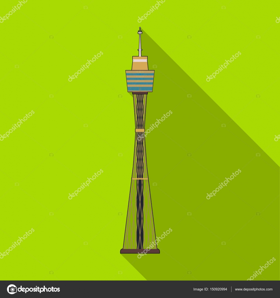 Sydney Tower icon in flat style isolated on white background. Australia ...