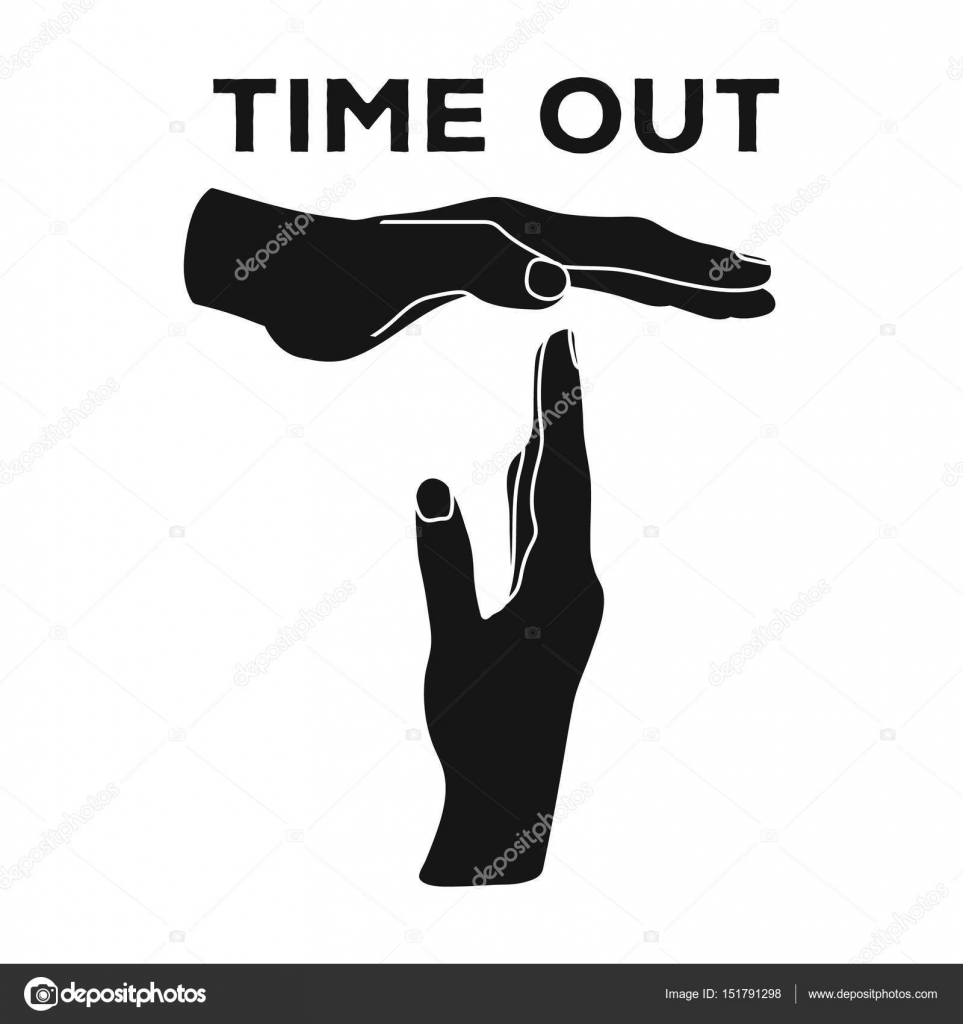 Gesture of a time out.Basketball single icon in black style vector ...