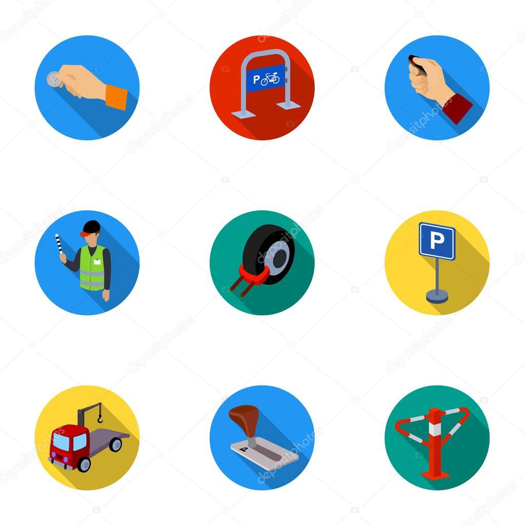 Un conjunto de iconos para aparcar coches y bicicletas. Multas y ...